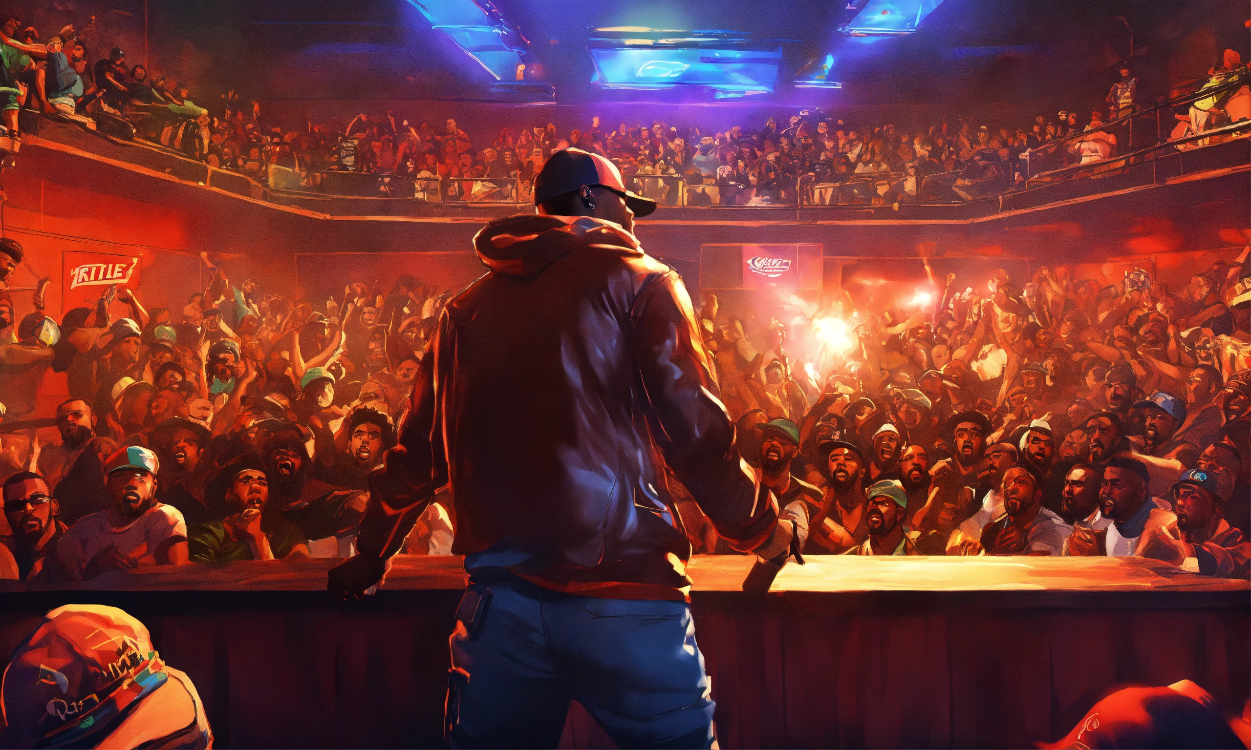 Lexica - Birdseye view Pop art, hyperrealist portrait of battle rapper ...