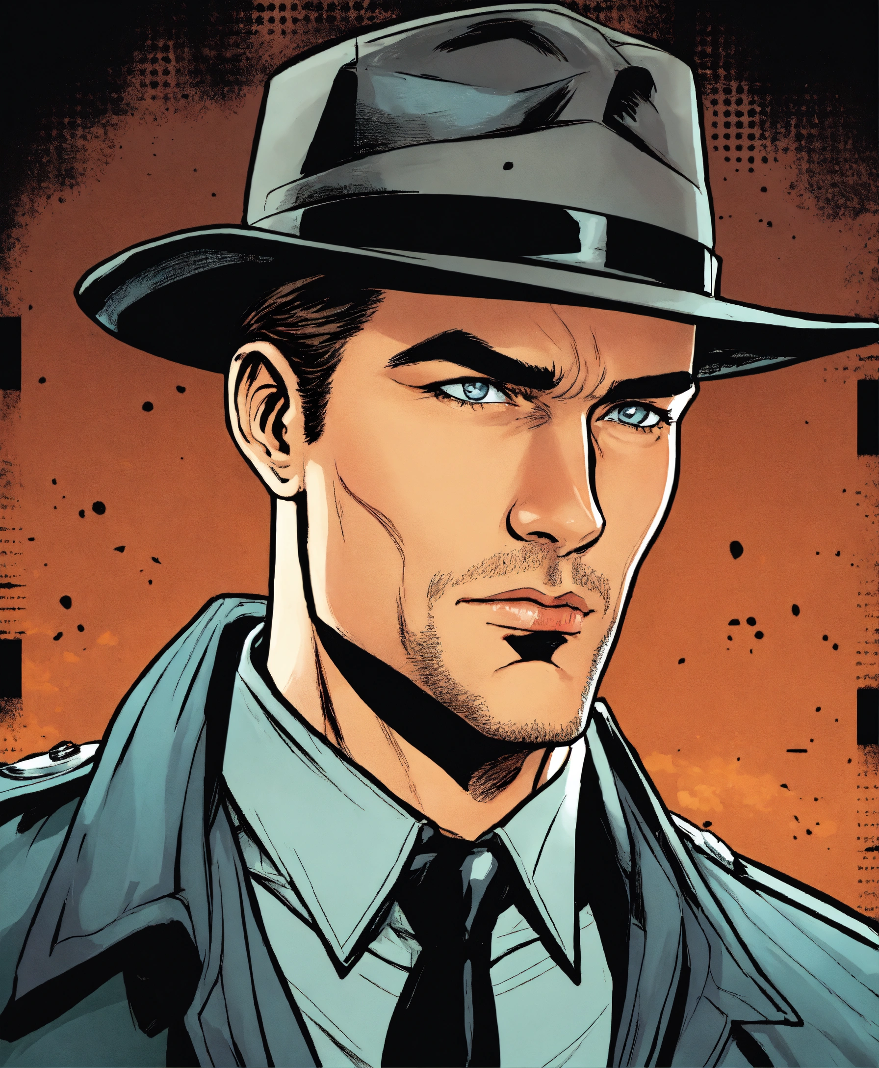 Lexica - Attractive Caucasian detective, comic book style illustration