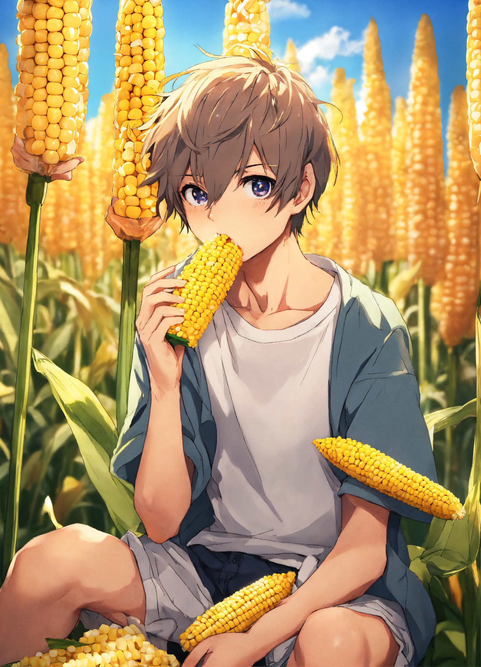 Lexica - Anime boy eats corn