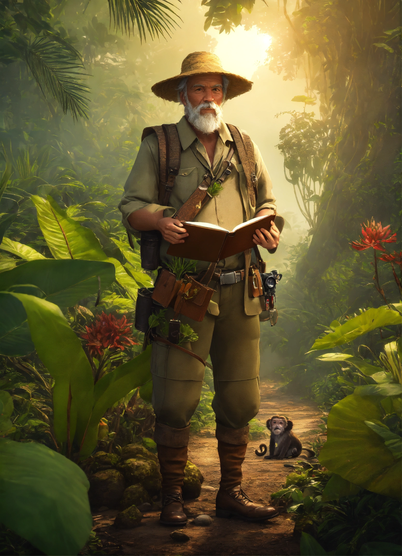 Lexica - A 60 year old botanist in a tropical jungle, thatched and ...