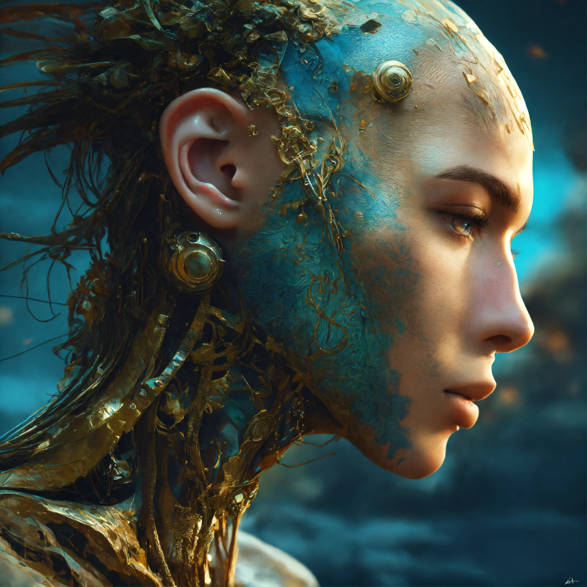Lexica - Professional portrait of a alien race tatooed typ, the head ...