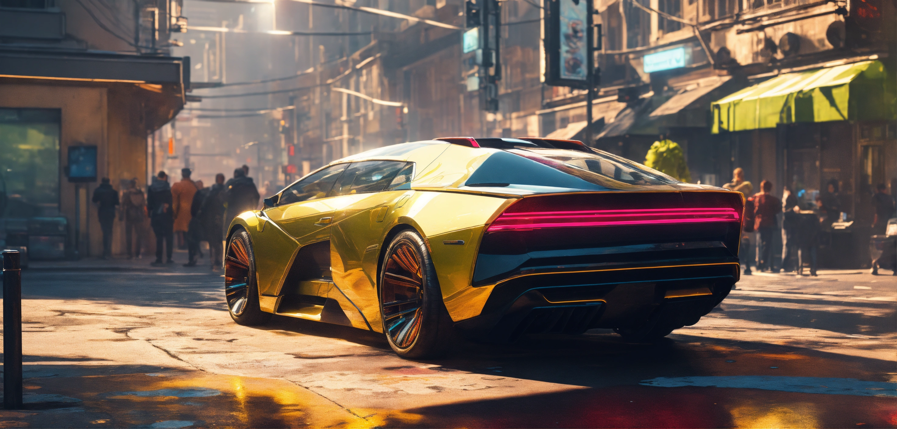 Lexica - Cyberpunk digital art, luxus car on urban city streets ...
