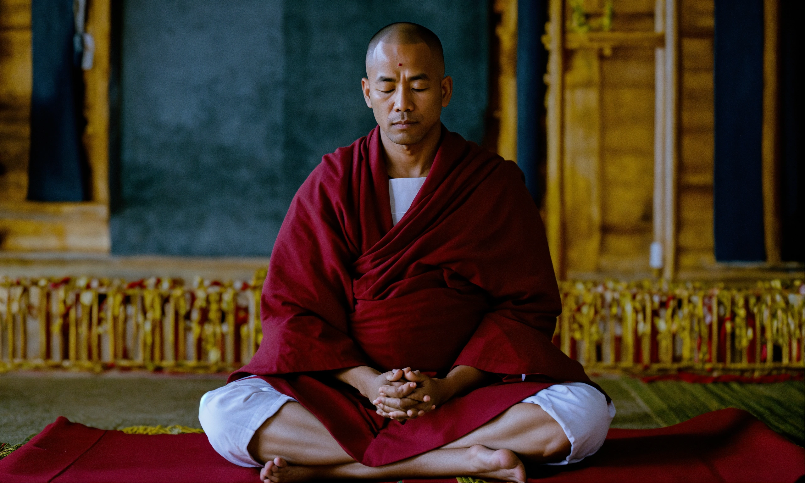 Lexica - Monk sitting in meditation while folding hands in namaste