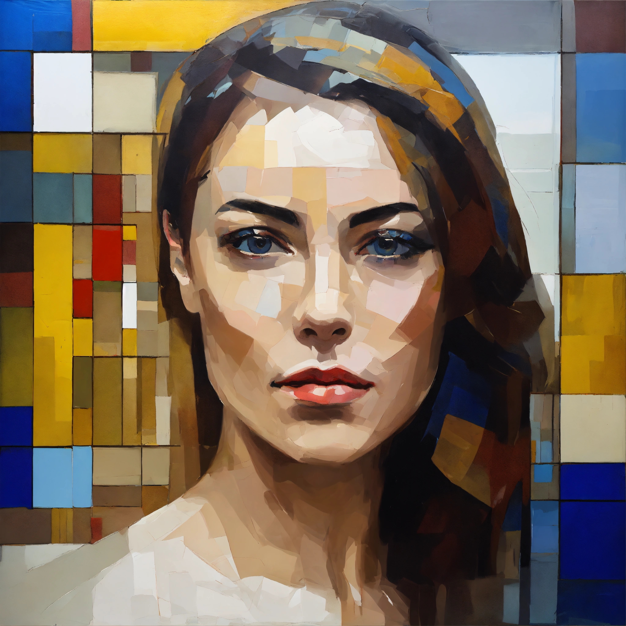 Lexica - Portrait woman, abstract, oil painting, transparent, in style, generative art ...