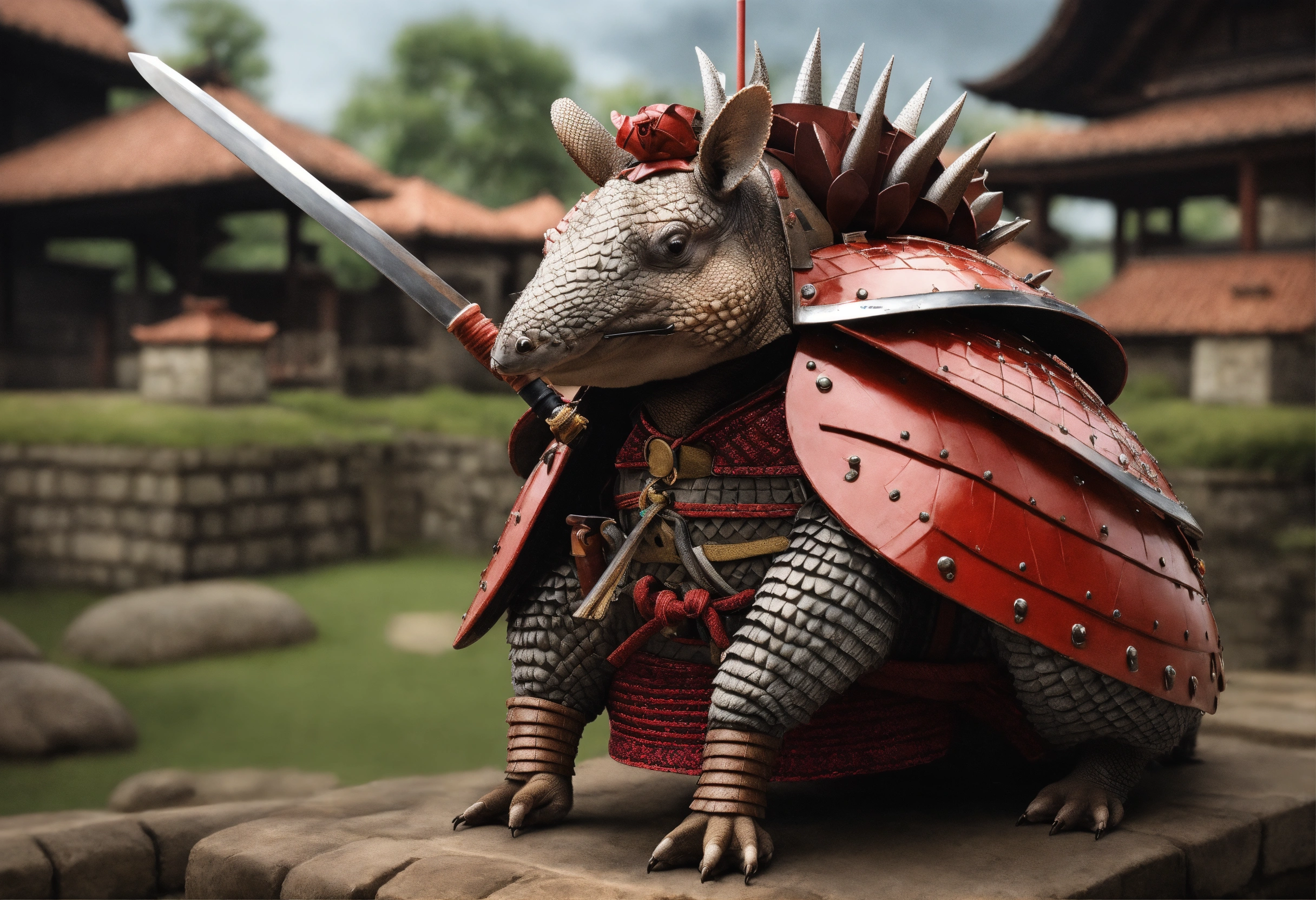 Lexica - Armadillo samurai. Castle. Hyper realistic.