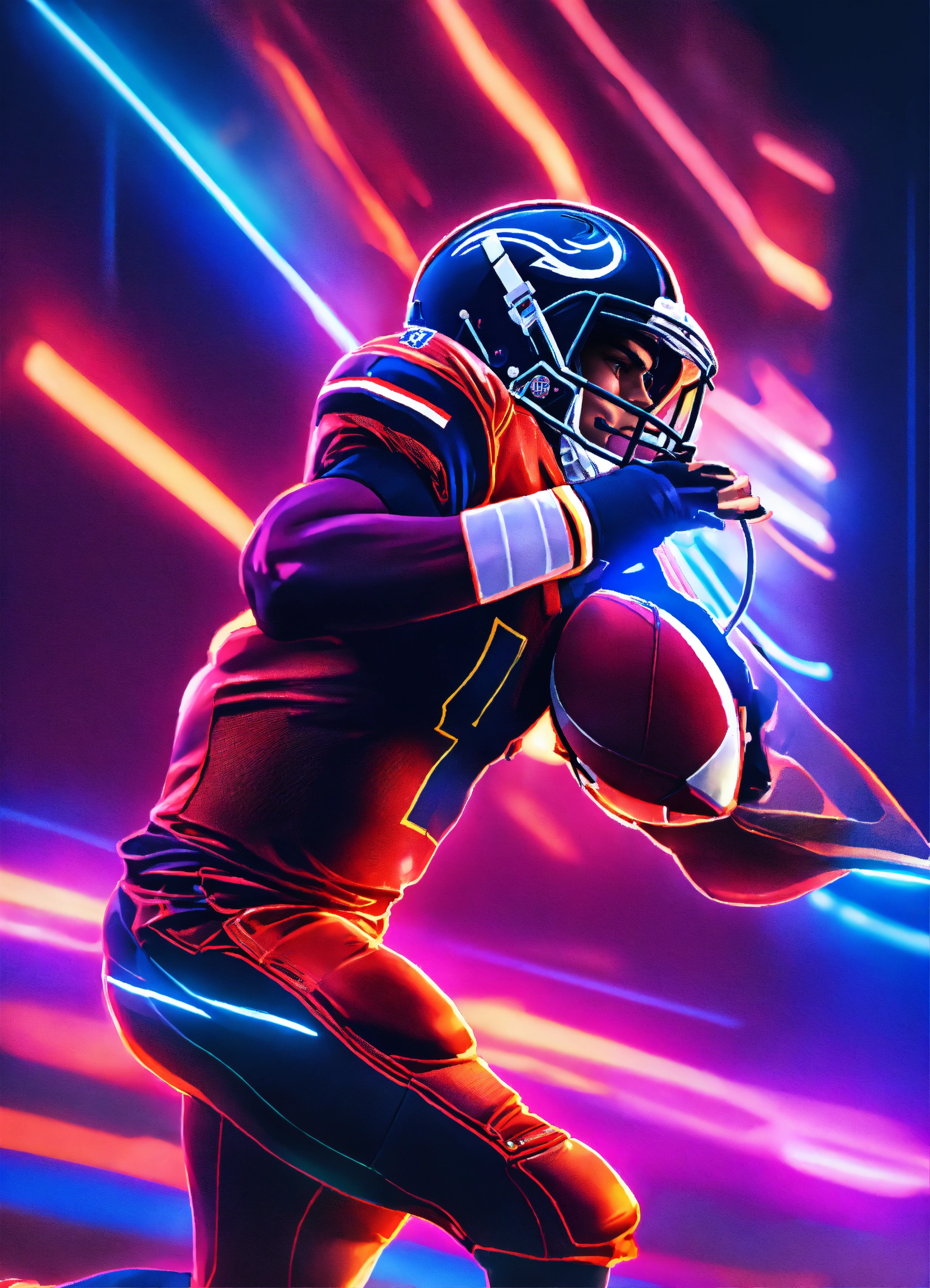 Lexica - NEON LIGHT 4K 8K football player game and field cards