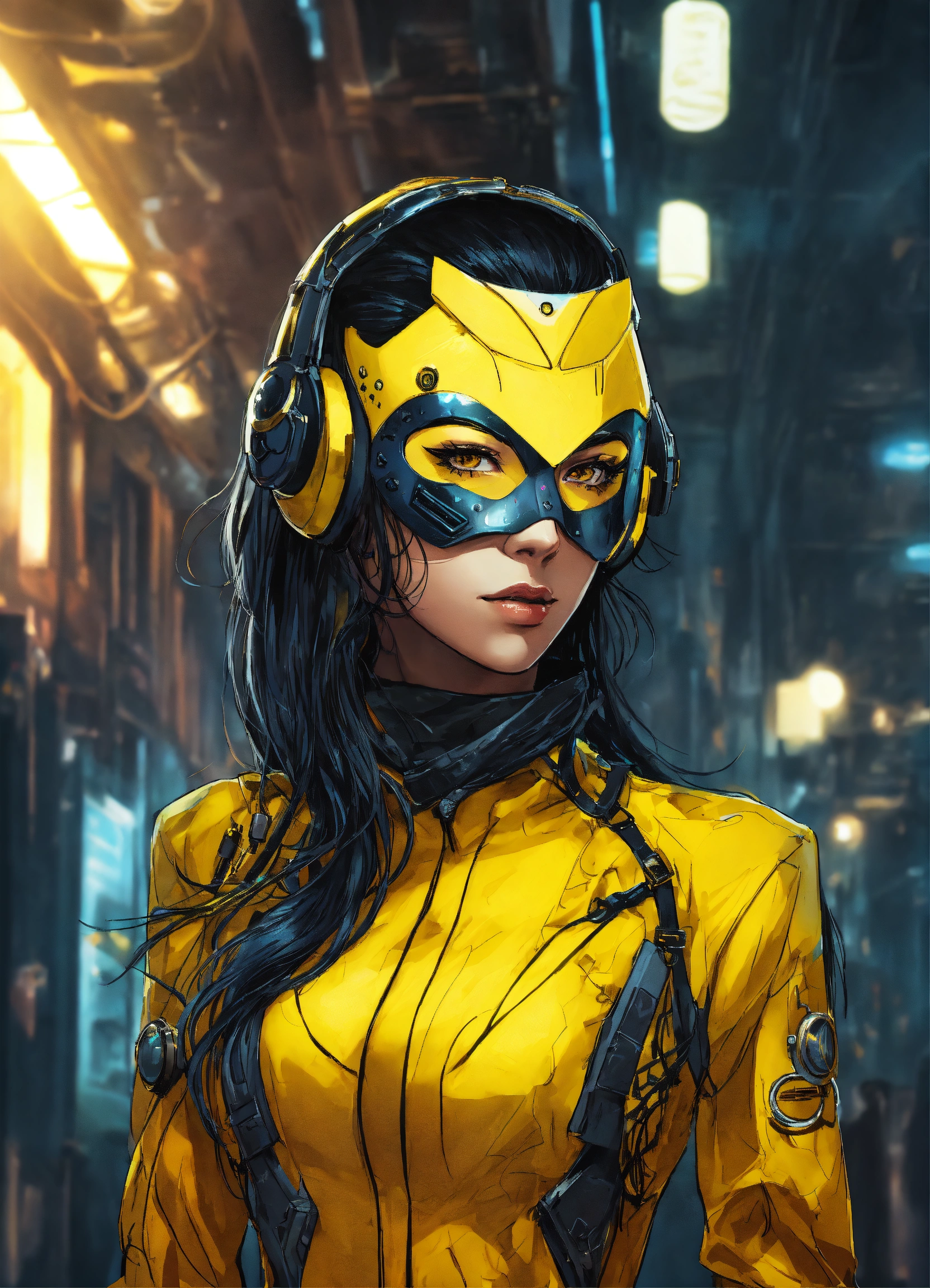 Lexica - Cyborg female, futuristic, comic of a goth Female with ...