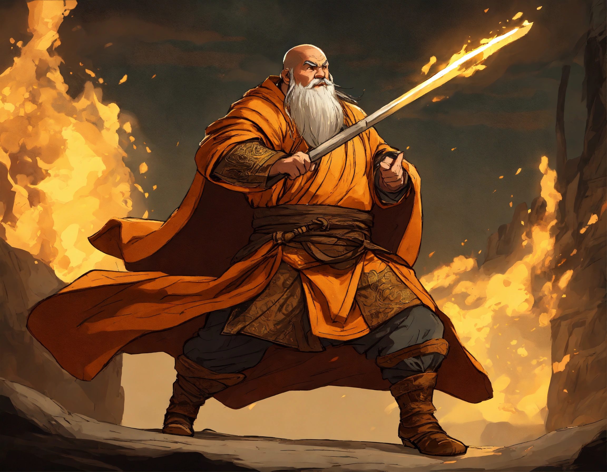 Lexica - A dwarven monk, shrouded in energy, wearing a shaolin robe ...