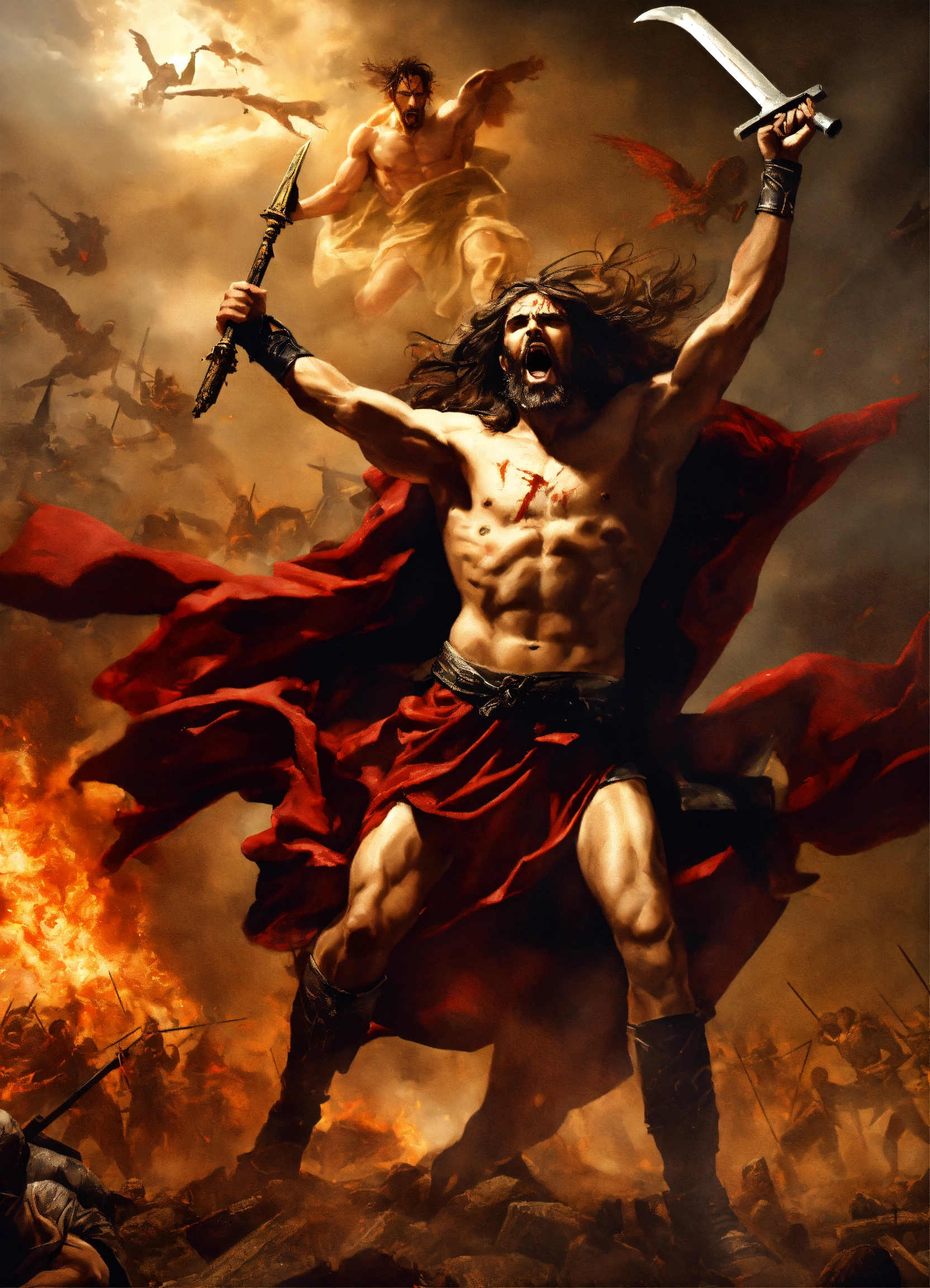 Lexica - The Antichrist fighting Jesus. War scene. Terrifying. Chaos ...