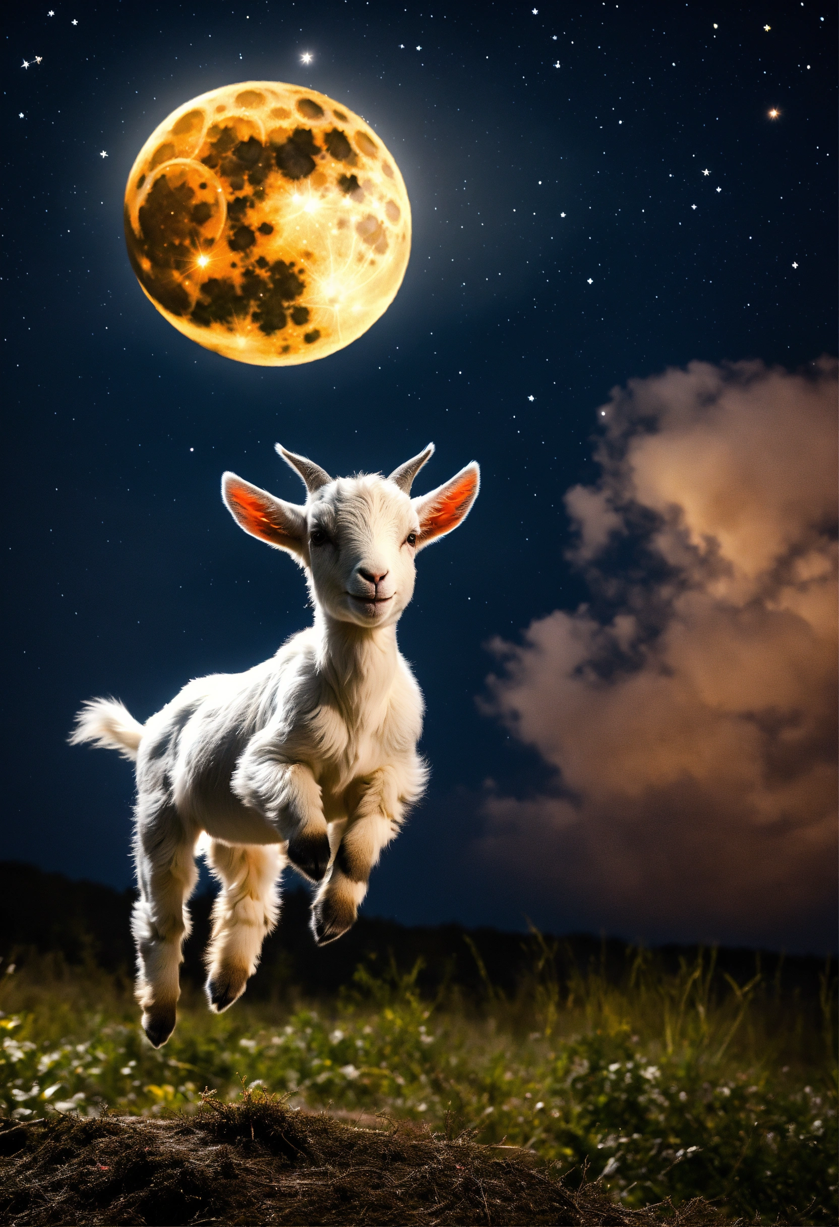 Lexica - Very sweet very cute baby goats are flying gracefully through ...