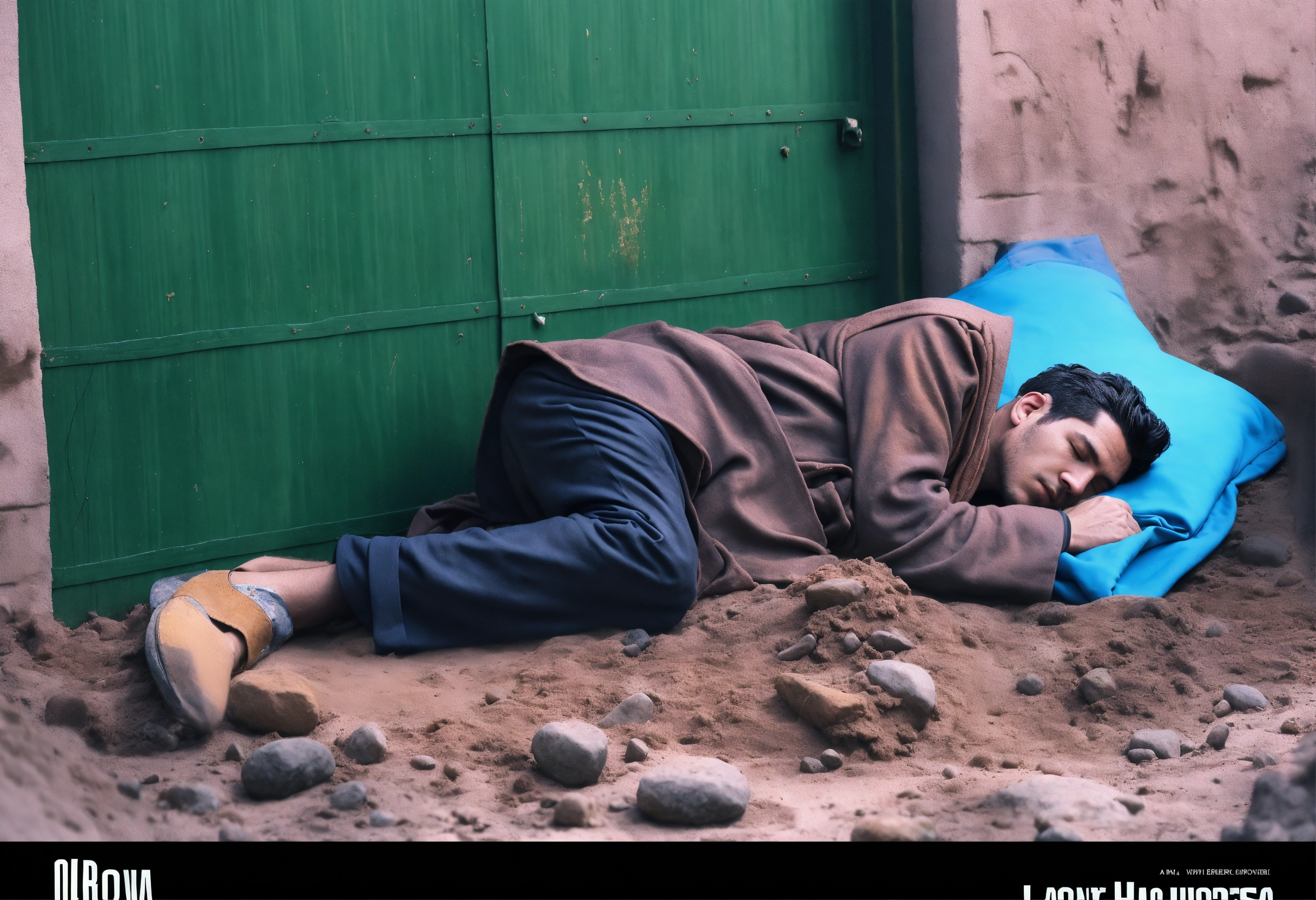 Lexica - A man in dirty robes, laying on his side in the dirt, sharp ...