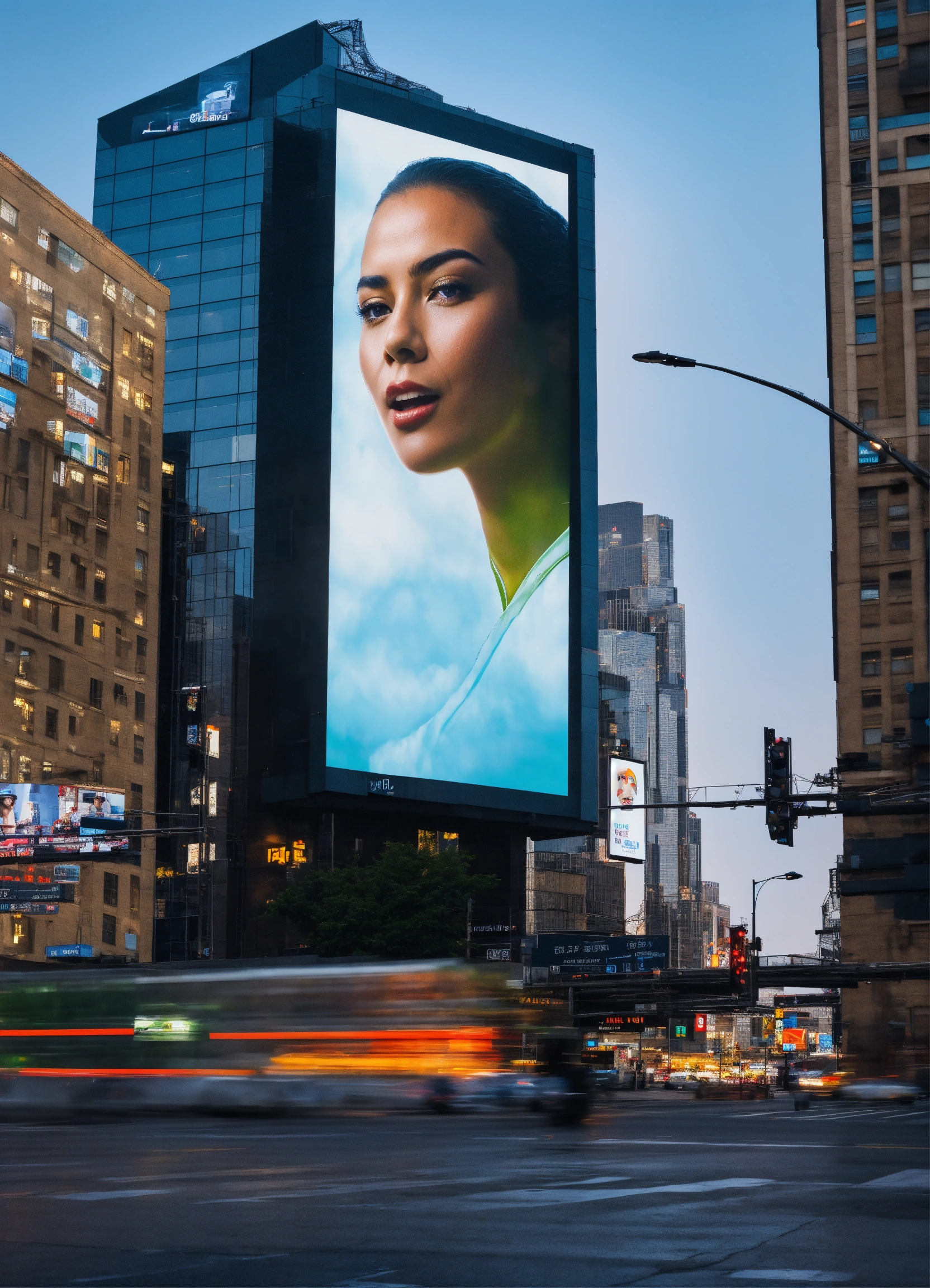 Lexica - Digital billboard with a face coming out of it
