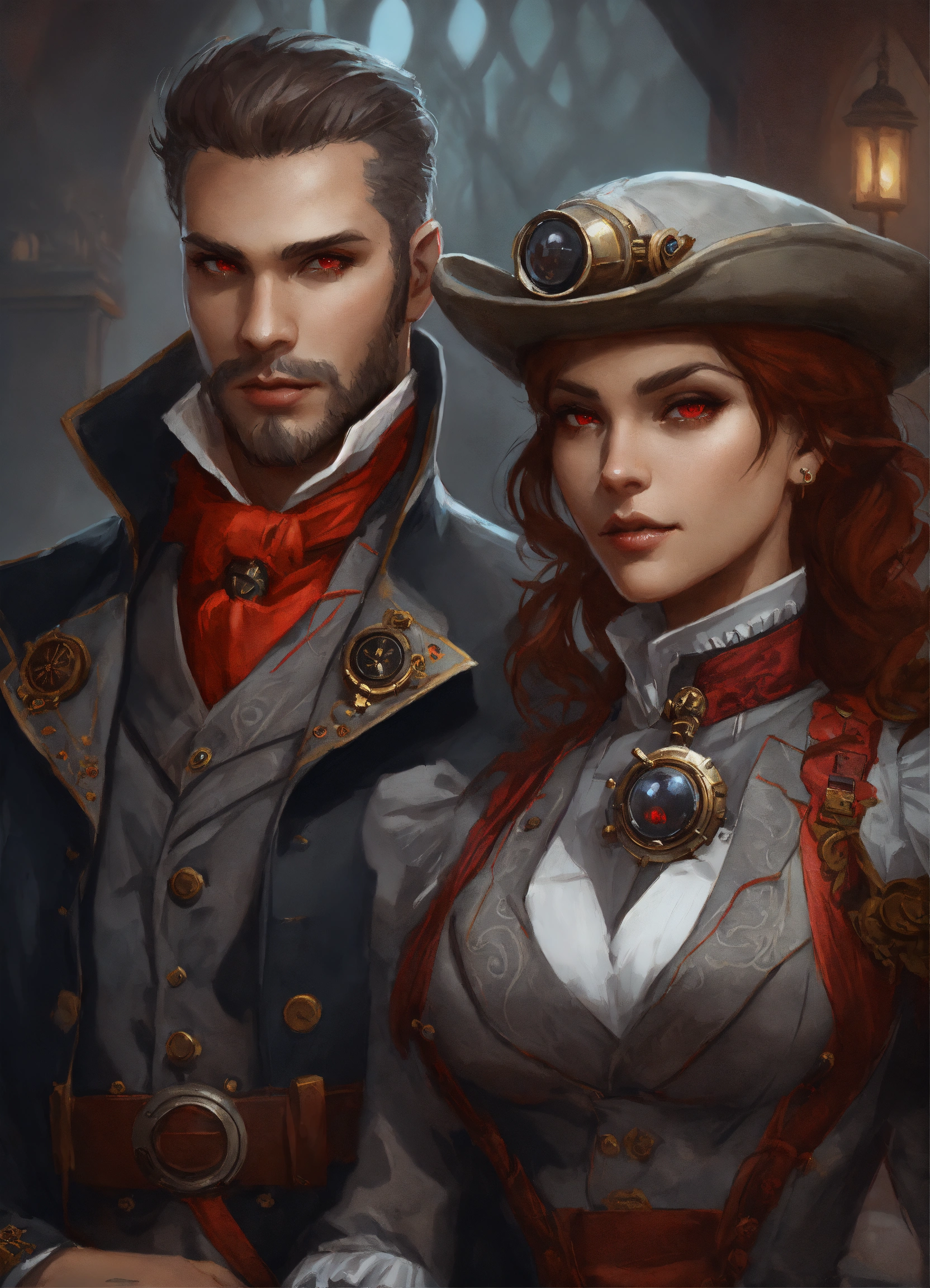 Lexica - A detailed portrait of male and female solid grey color grey ...
