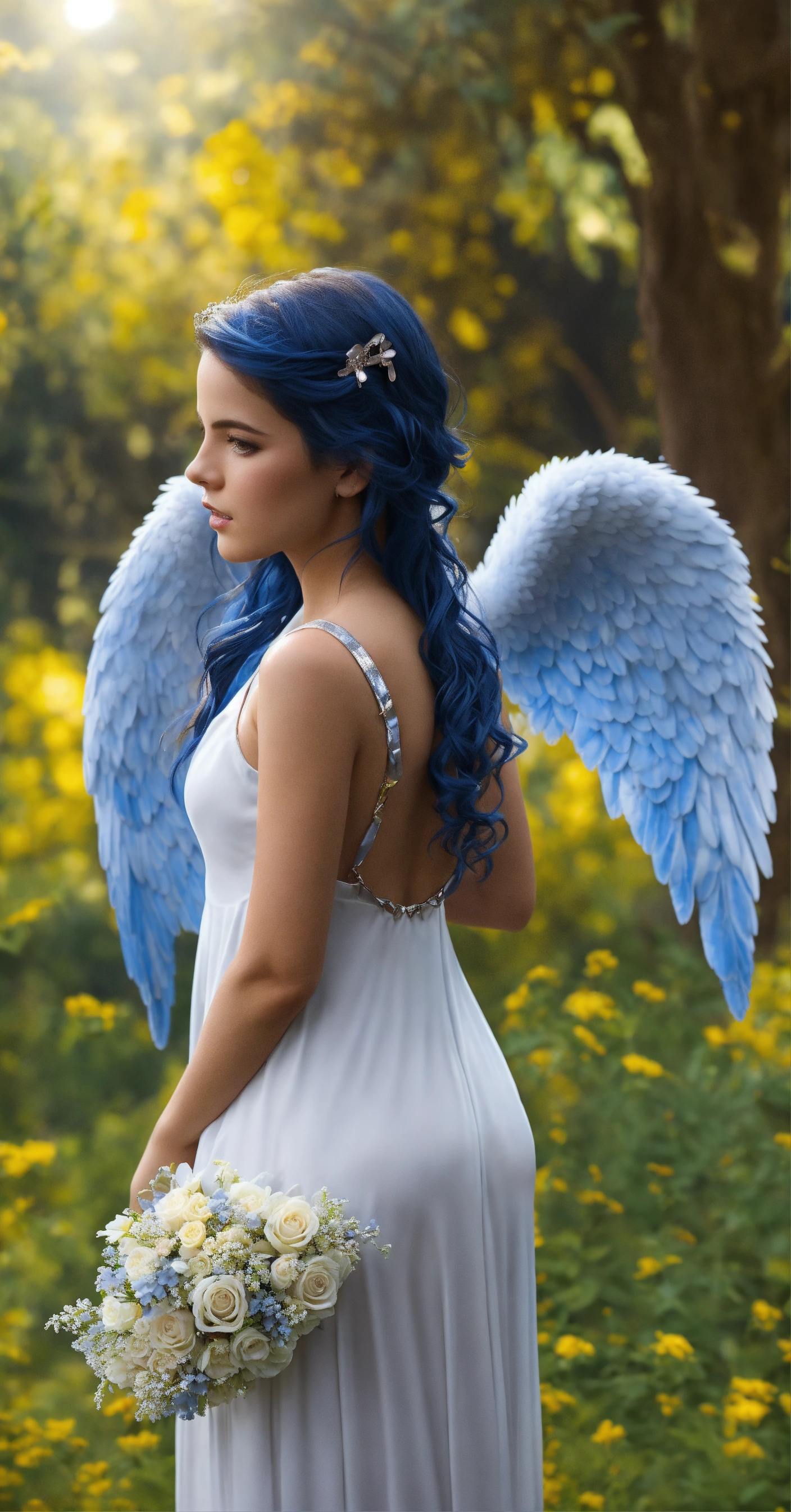 Lexica - 2 varones angeles divinos con alas de angel de color azul ...