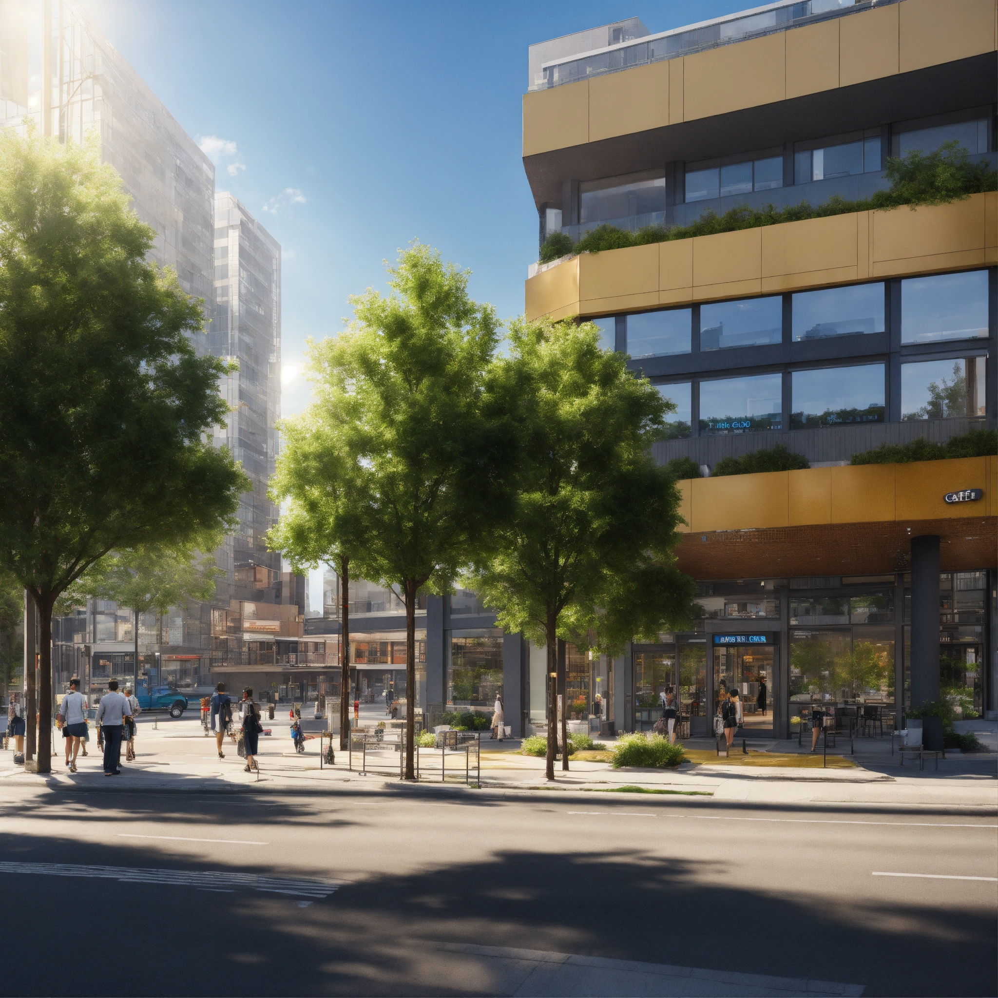 Lexica - Photographic, ultrarealistic, street level view of a modern ...