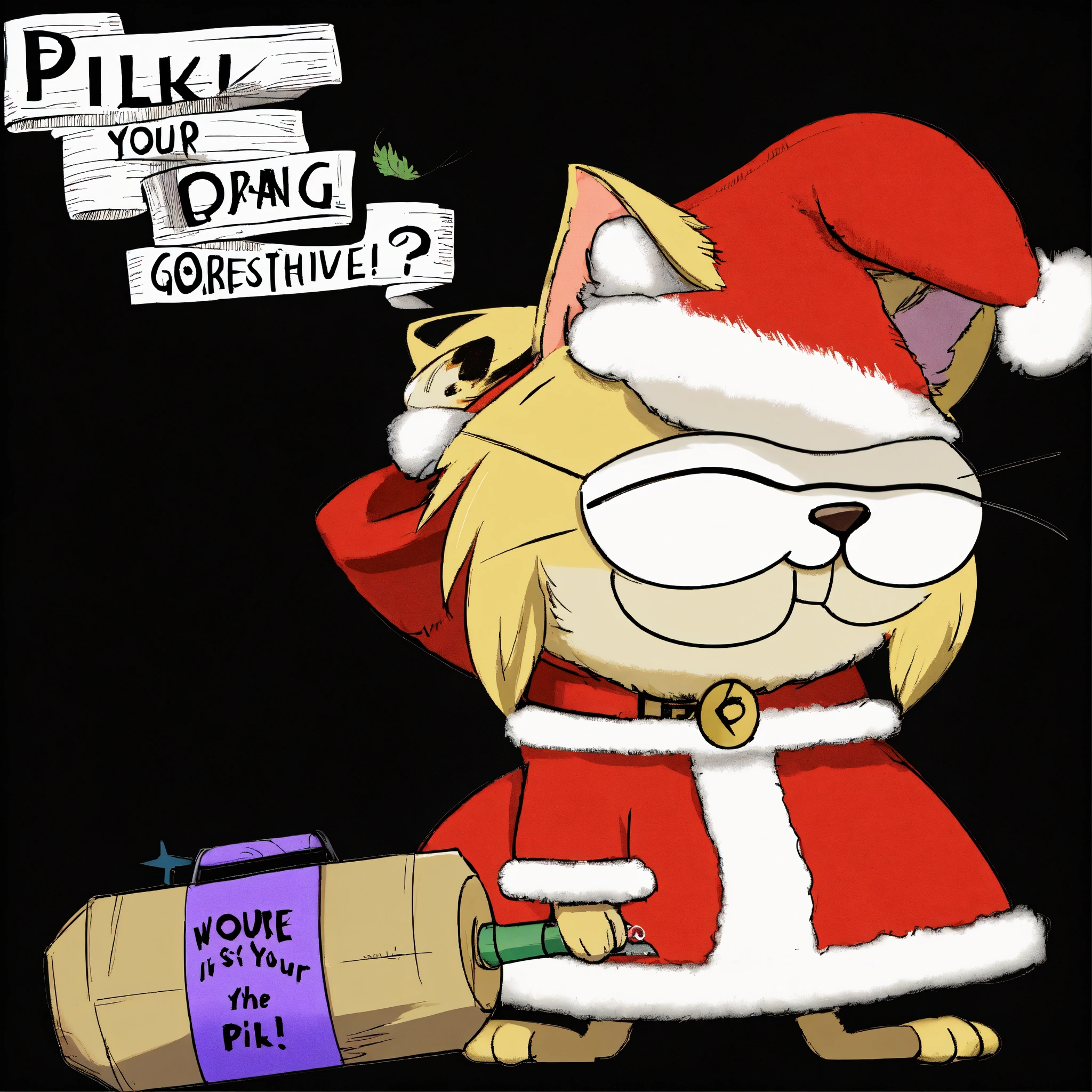 Lexica - An anthropomorphic short cat with blonde hair wearing a Santa ...