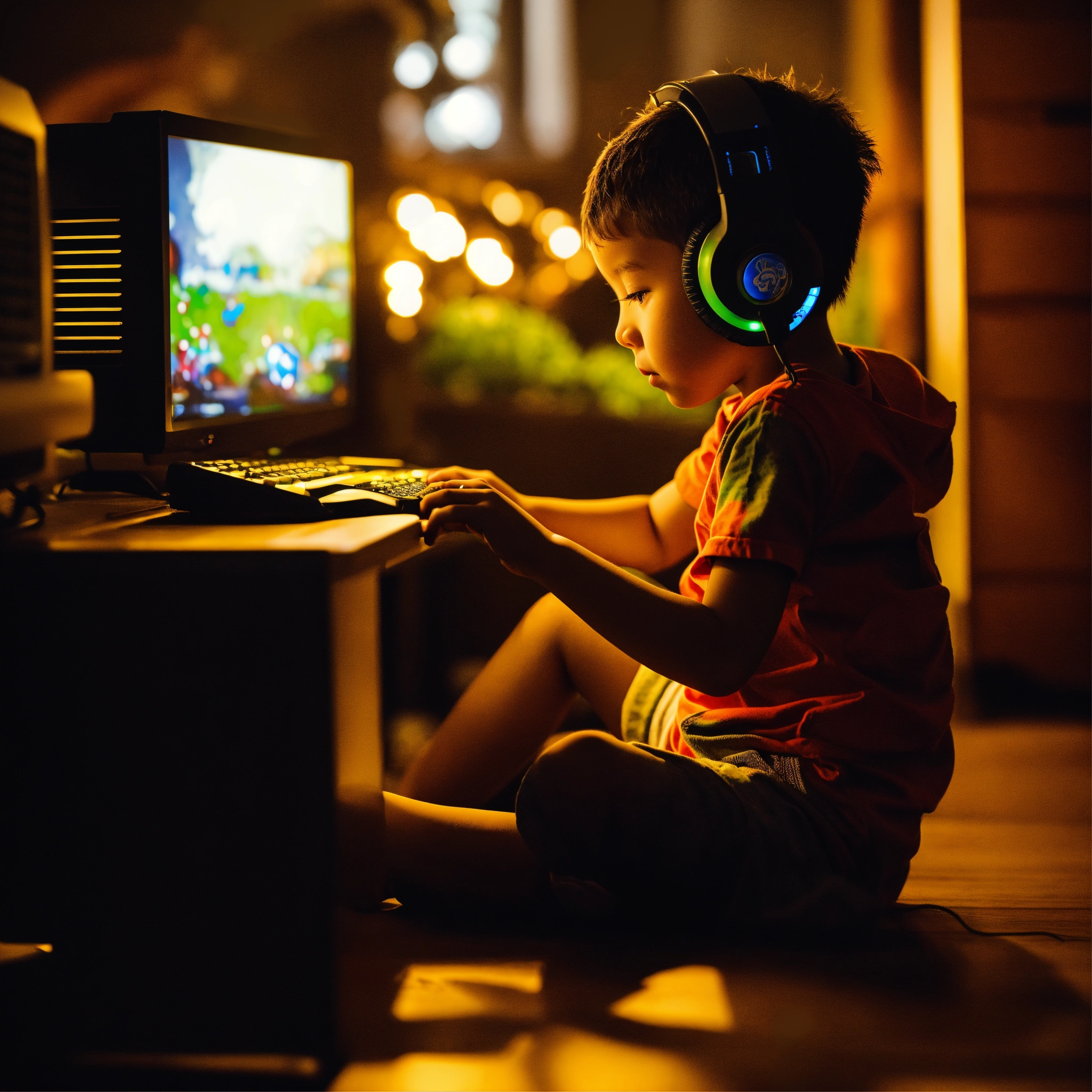 Lexica - A child playing computer games