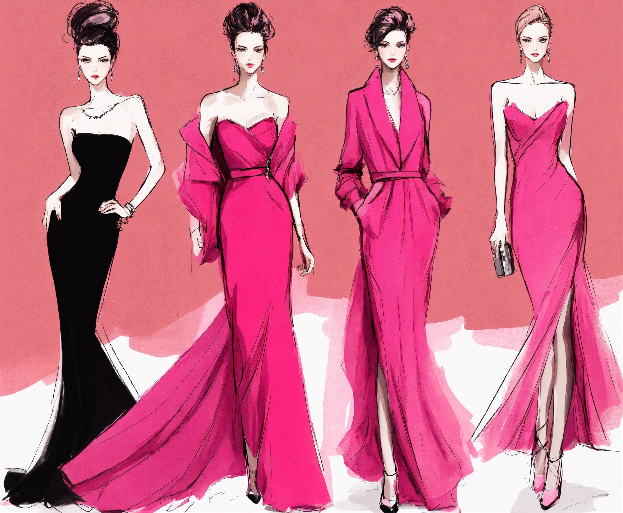 Lexica - Fashion illustrations, 12 different designs, rough sketches ...