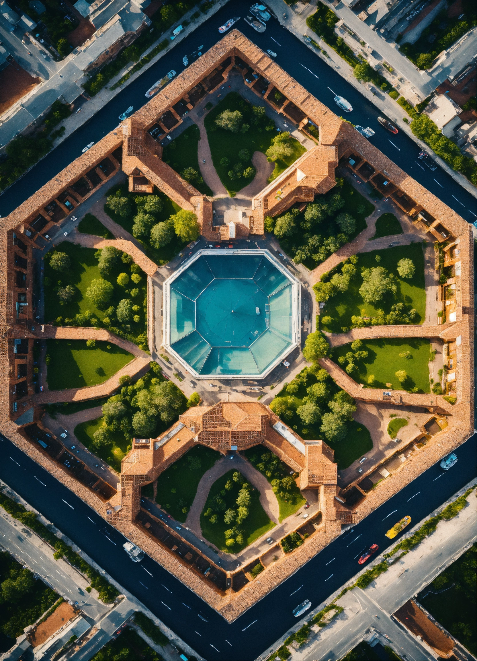 Lexica - Overhead view of a hexagon city, best quality, real picture, intricate details, Nikon ...