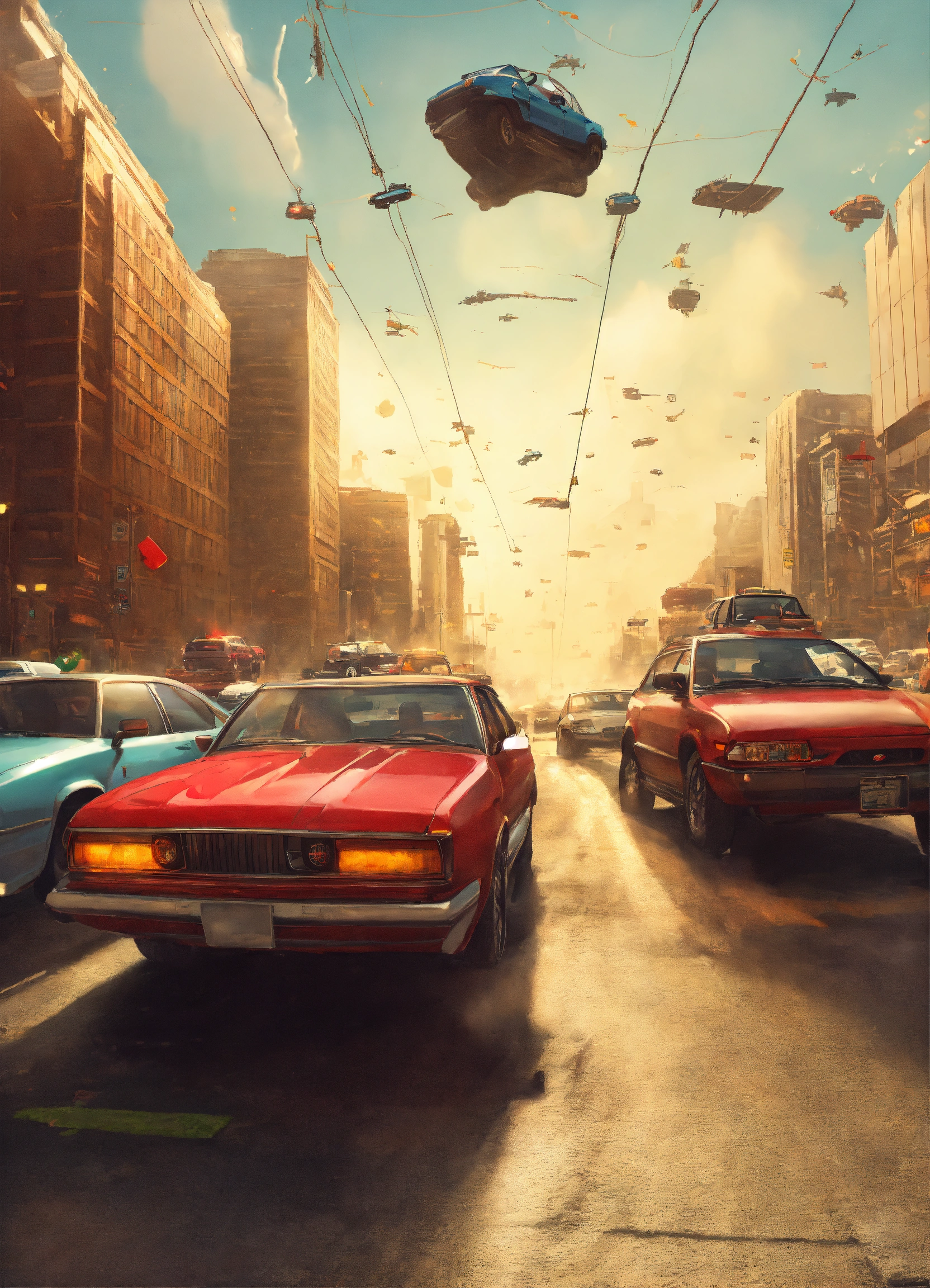 Lexica - Driving a car in gridlock, but the other cars are swerving out ...