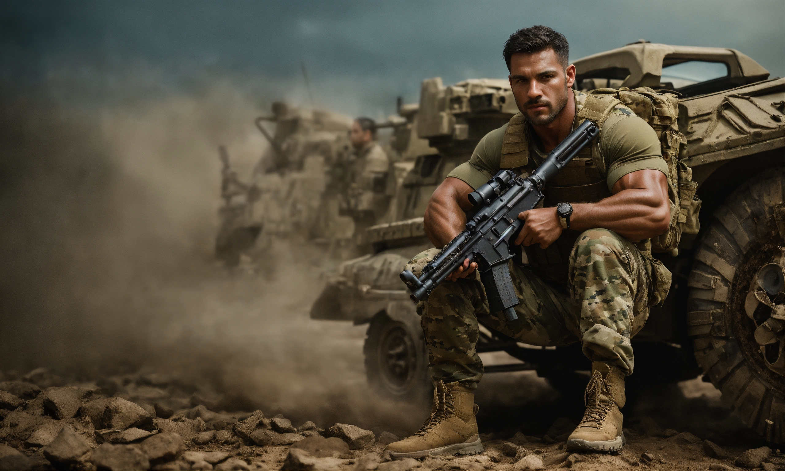 Lexica - Portrait of a stunningly beautiful commando in military armor ...