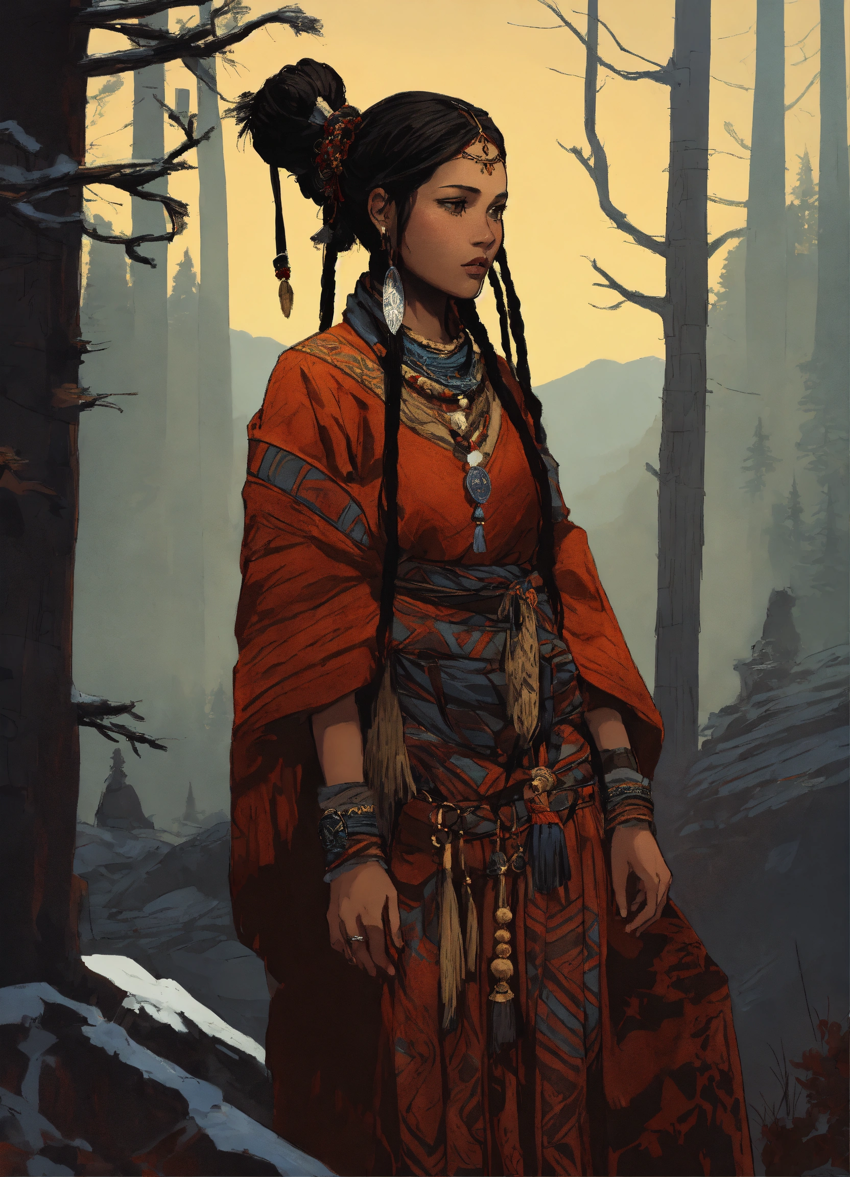 Lexica - Illustration of a young Sámi woman in the style of Bernie ...
