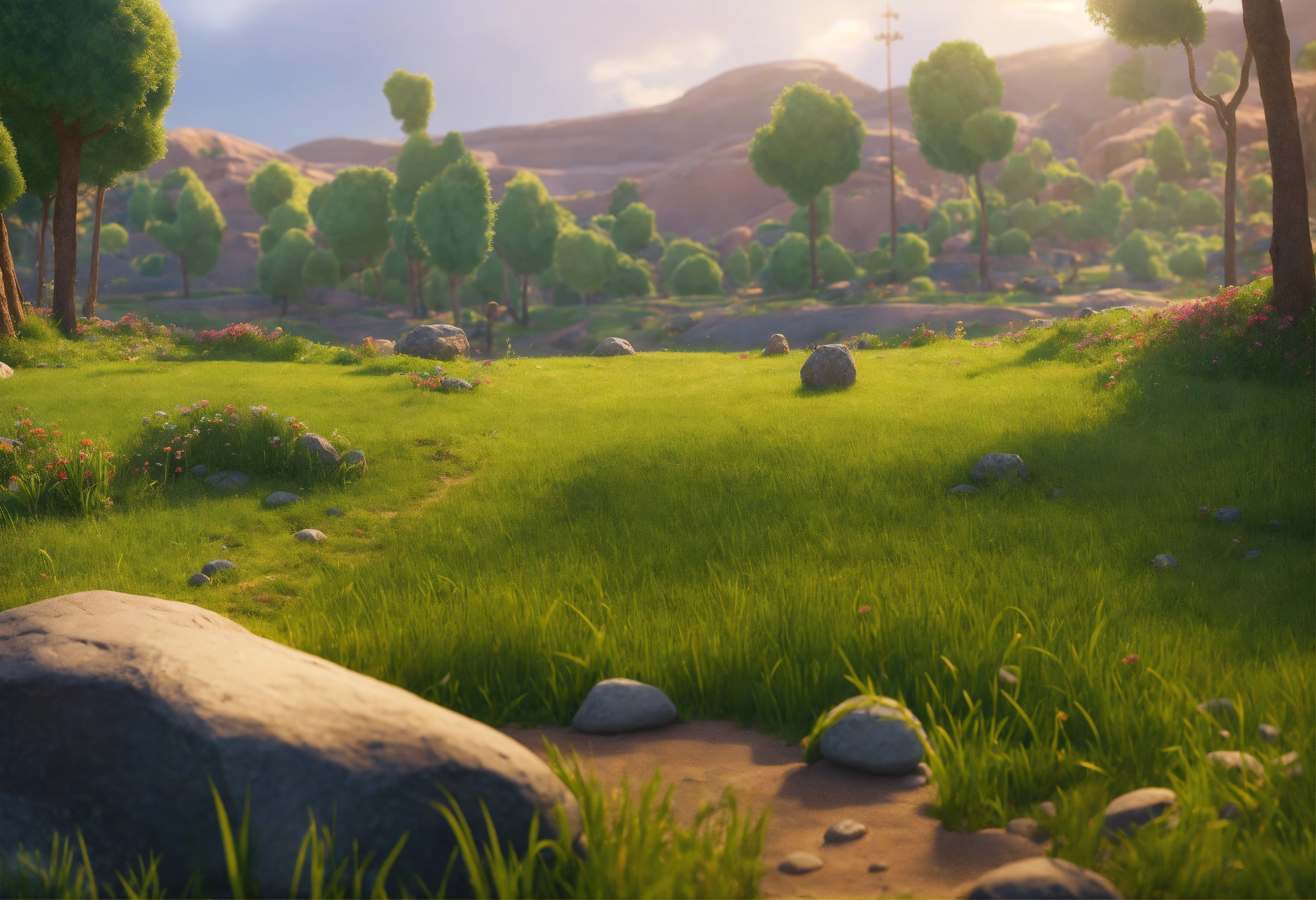 Lexica - A poor land fill with grass, a few small rocks on the ground ...