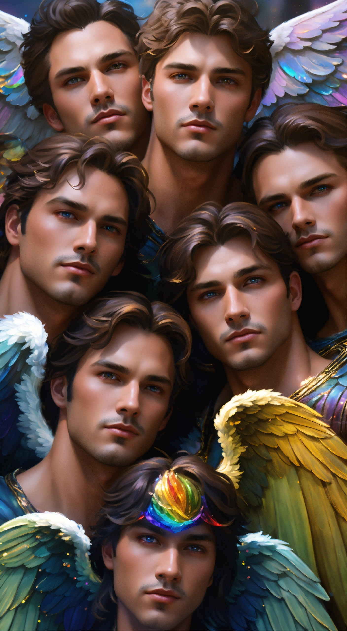 Lexica - Group of 7 gorgeous and perfect male angels, detailed and ...