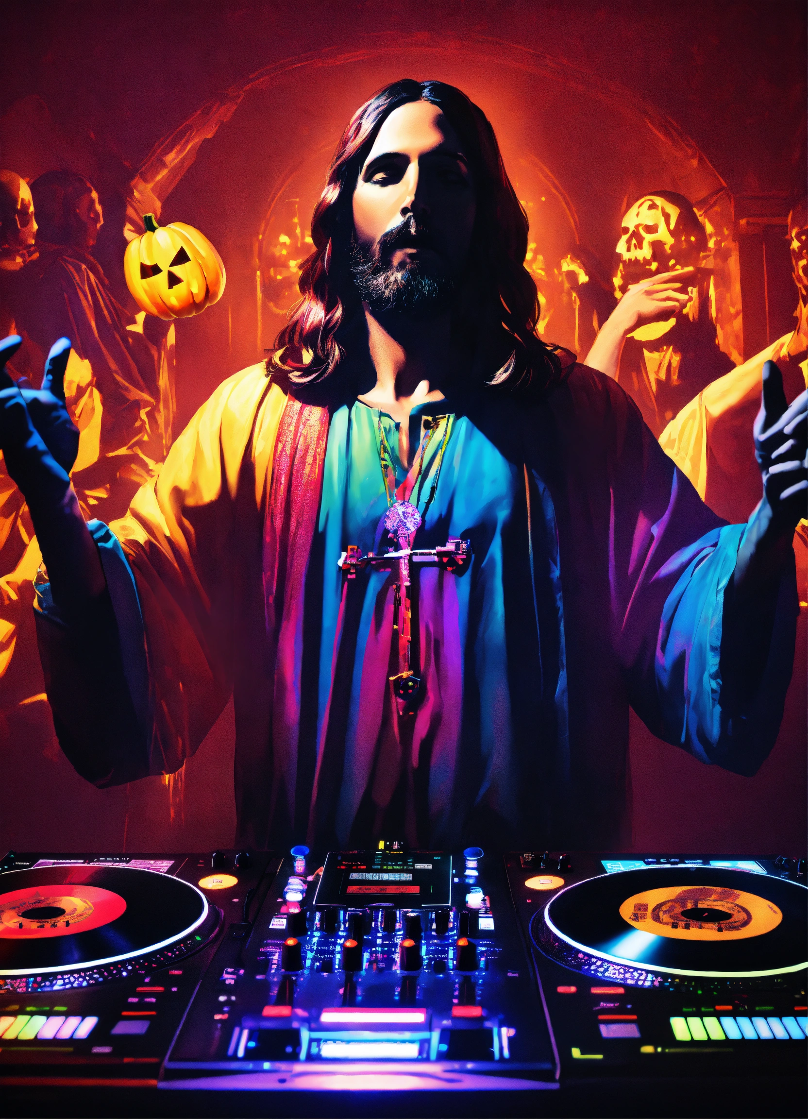 Lexica - Jesus christ celebrating Halloween in a club dj serato ddj1000 ...
