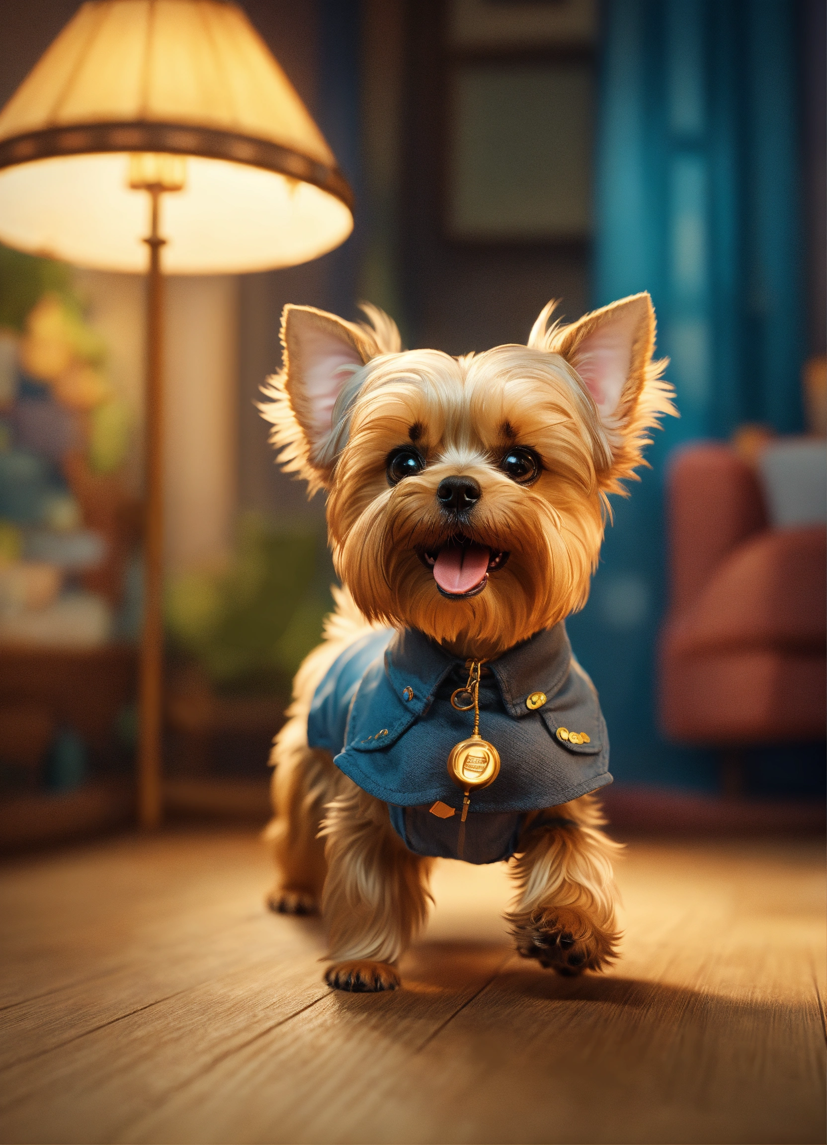 Lexica - Toy art cute Yorkshire terrier dog running barking , Pixar ...