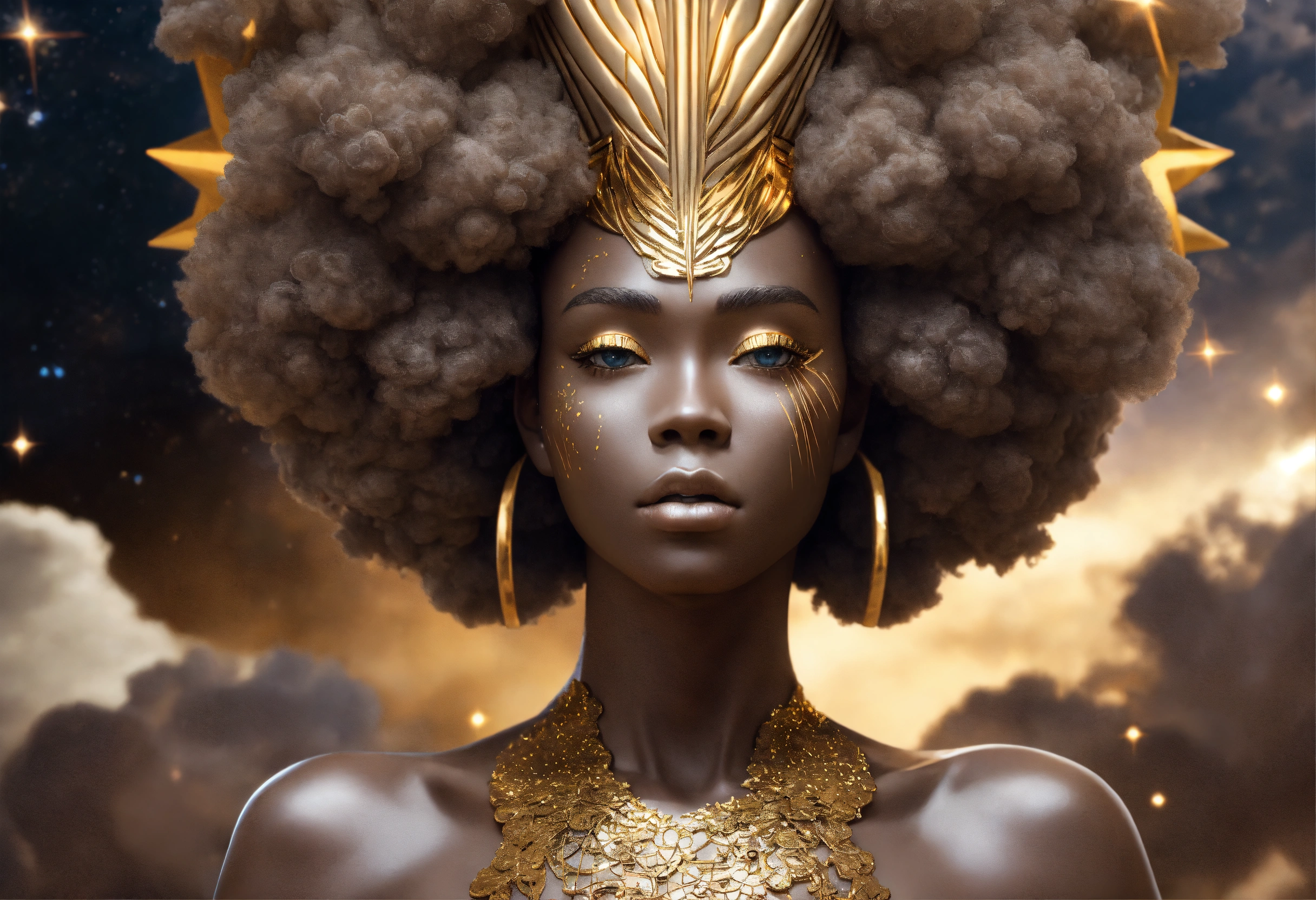 Lexica - A 3d sculpted woman made of taupe and grey marble with gold ...