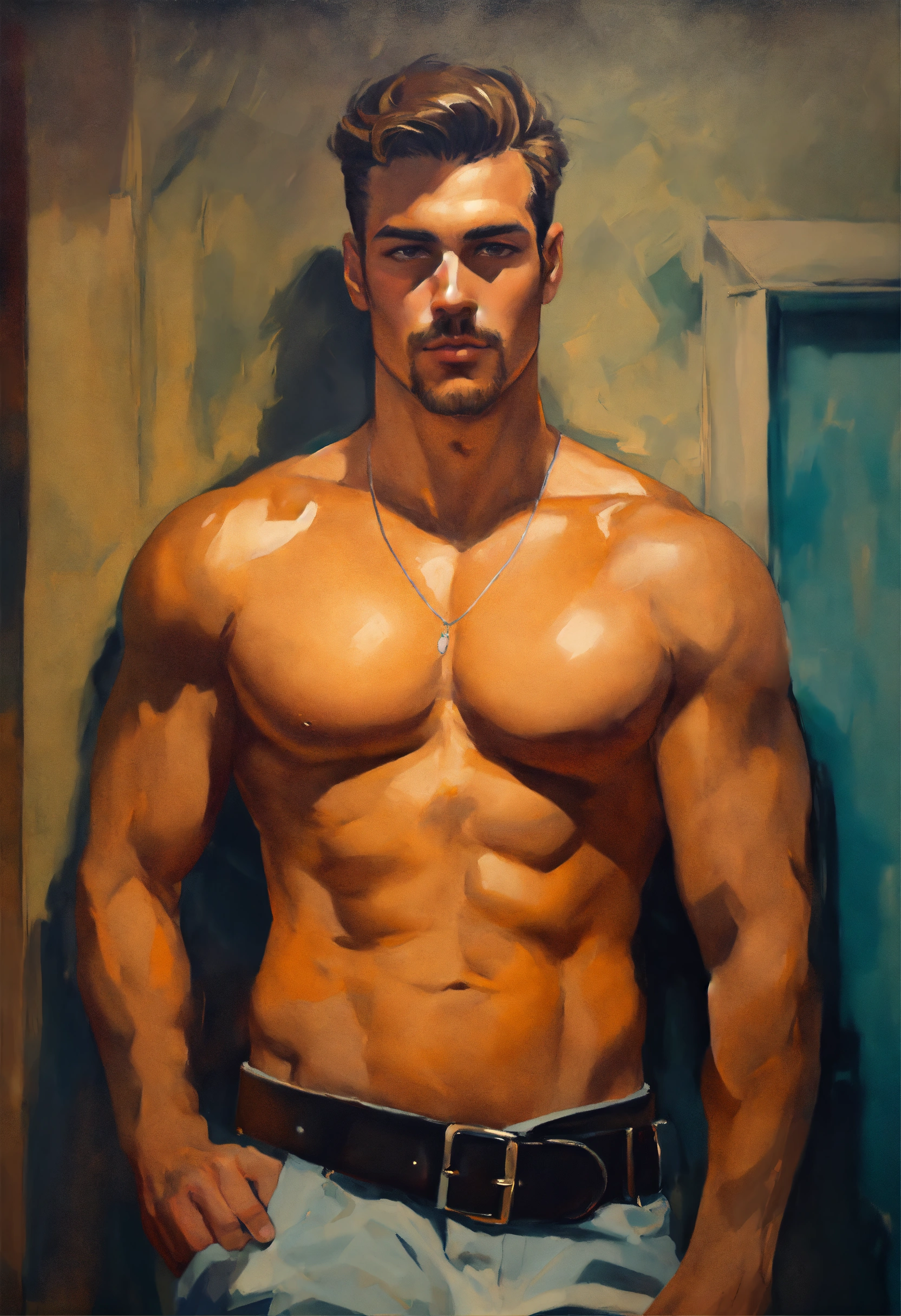 Lexica - A breathtaking oil painting handsome man , showing all body ...