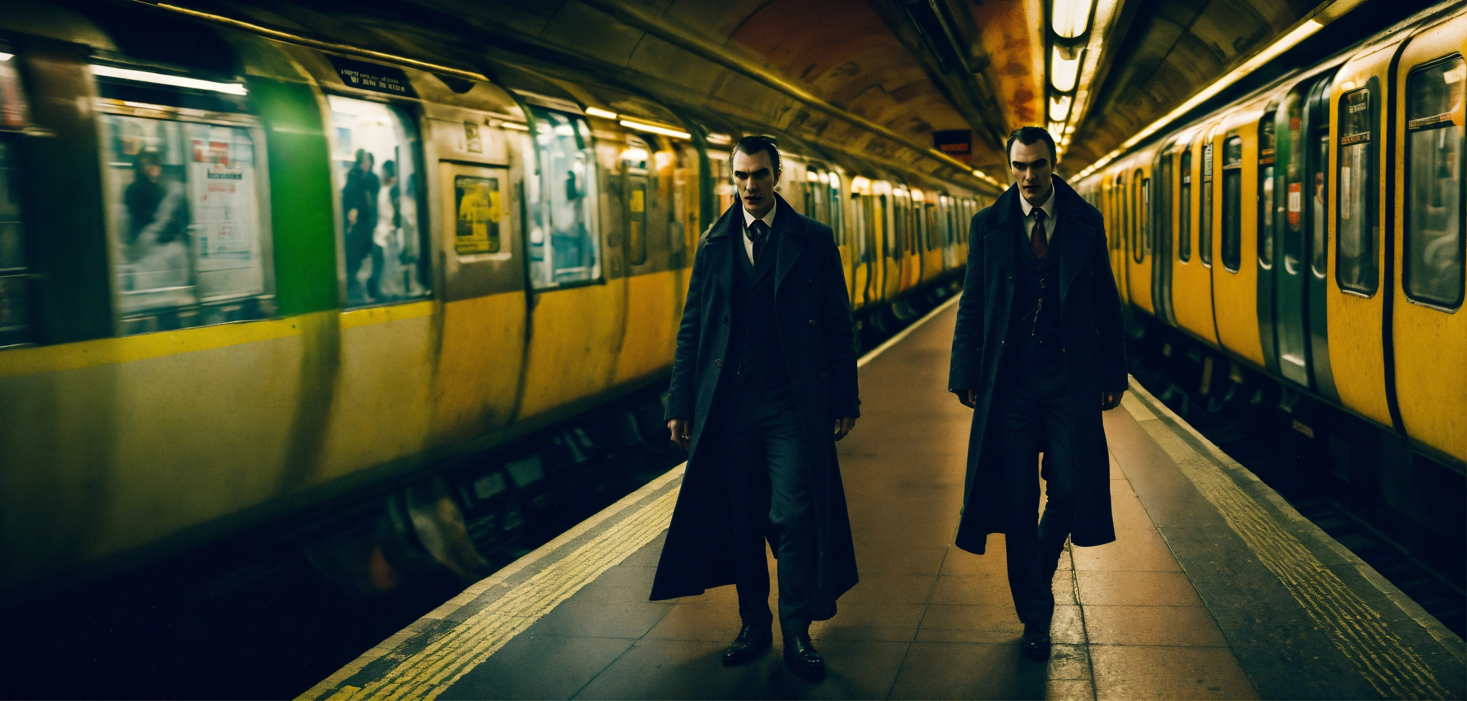 Lexica - Cinematic vampire underworld movie look, london Subway, haze ...