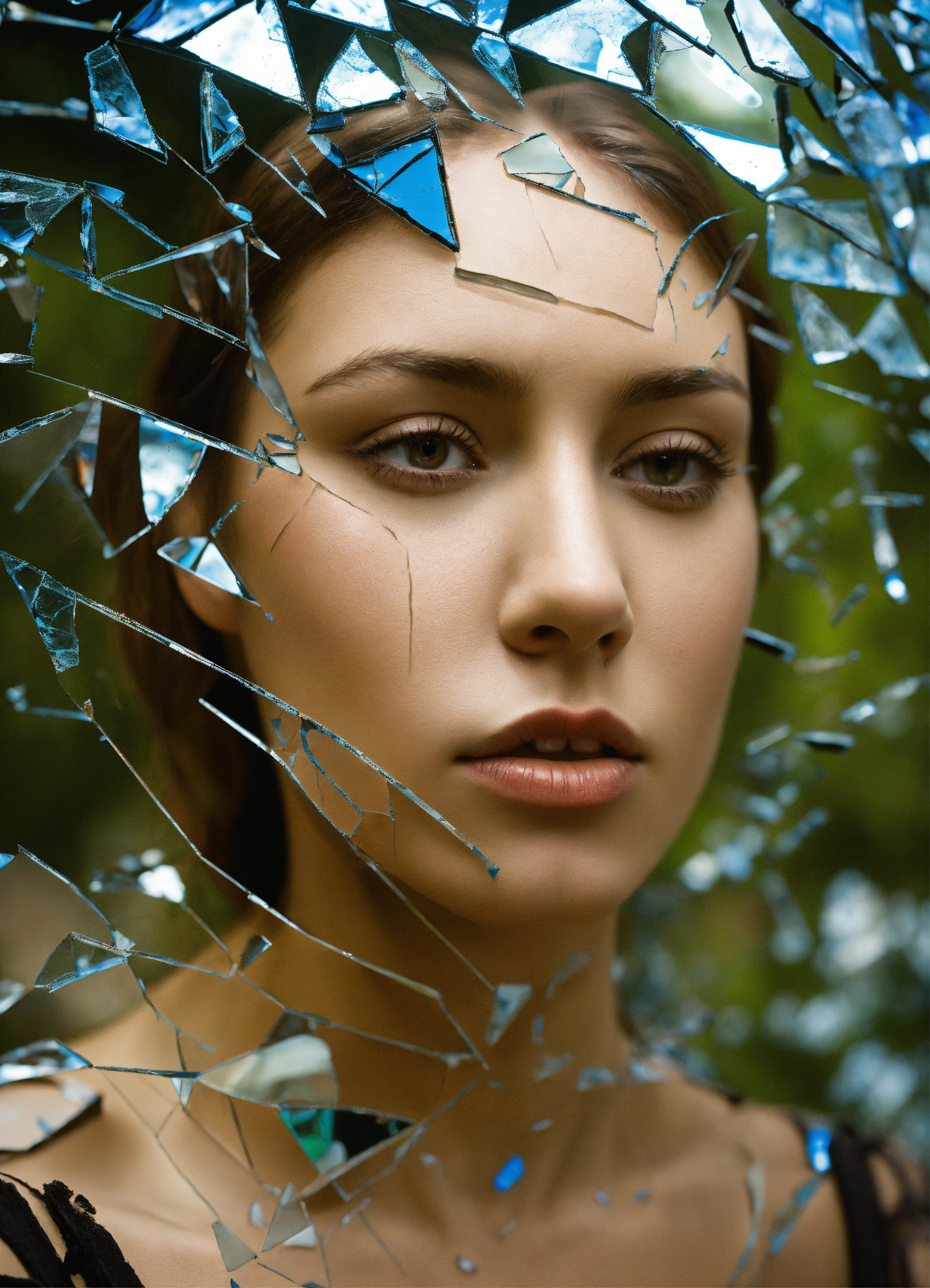 Lexica - "goddess of broken glass", mirrors, reflective, shatter, crash ...