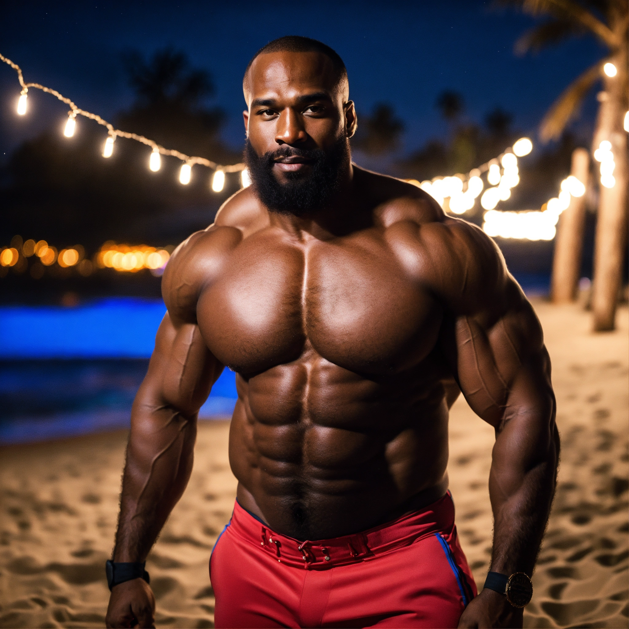 Lexica - 30-year-old hairy Nubian man with big muscles, big bodybuilder ...