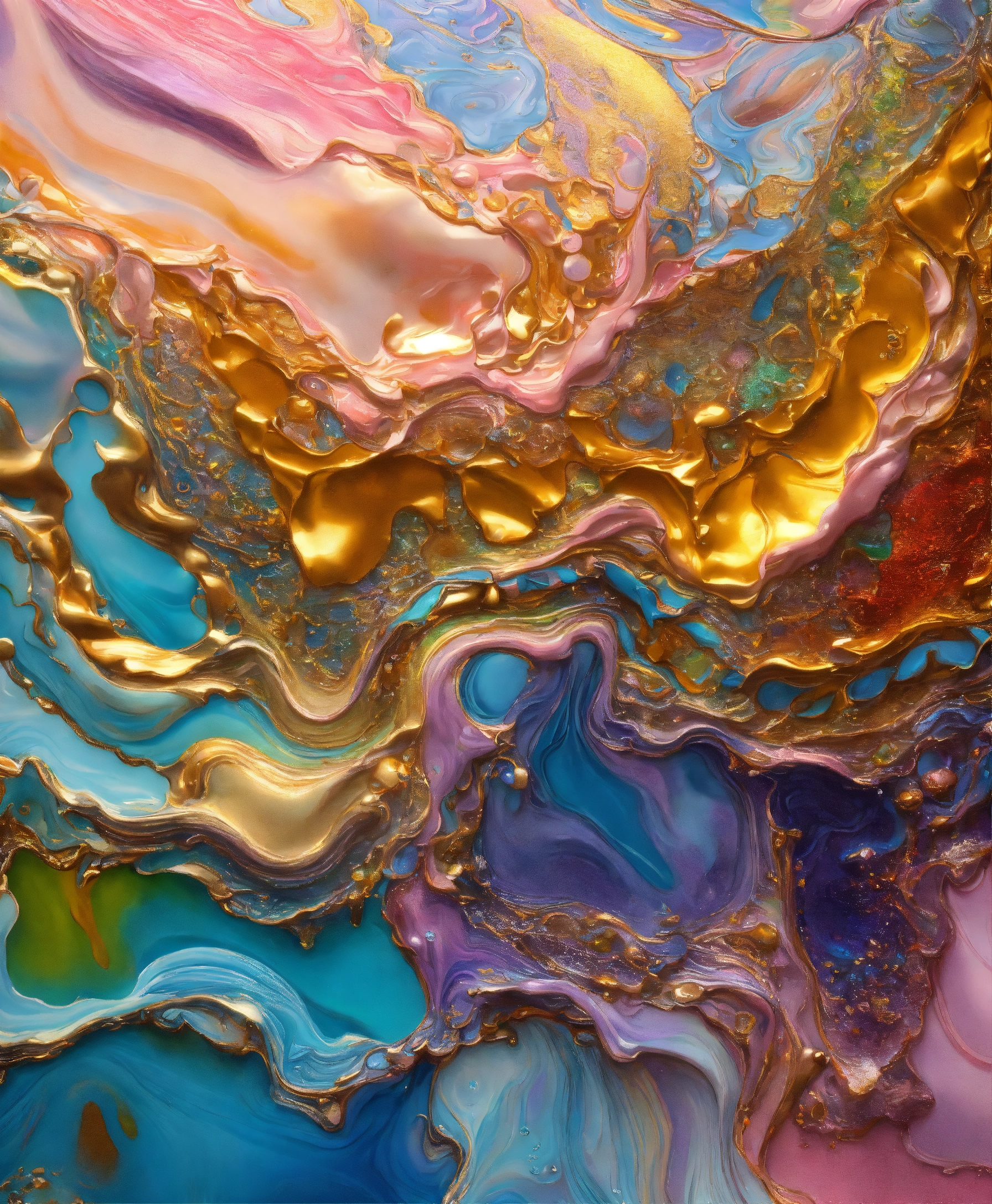 Lexica - Colorful abstract painting oil and water complex complicated ...