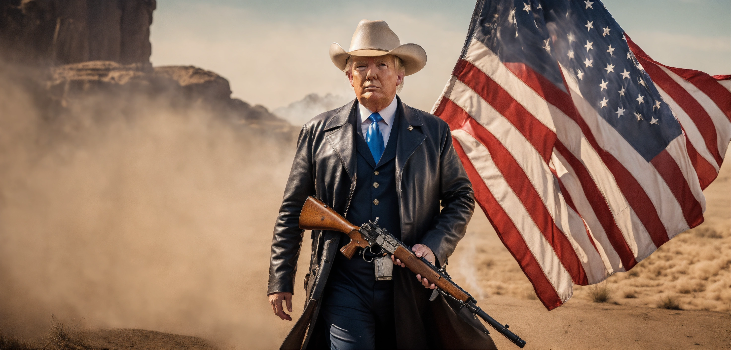 Lexica - Full body portrait photo of Donald Trump, face, slim leather ...