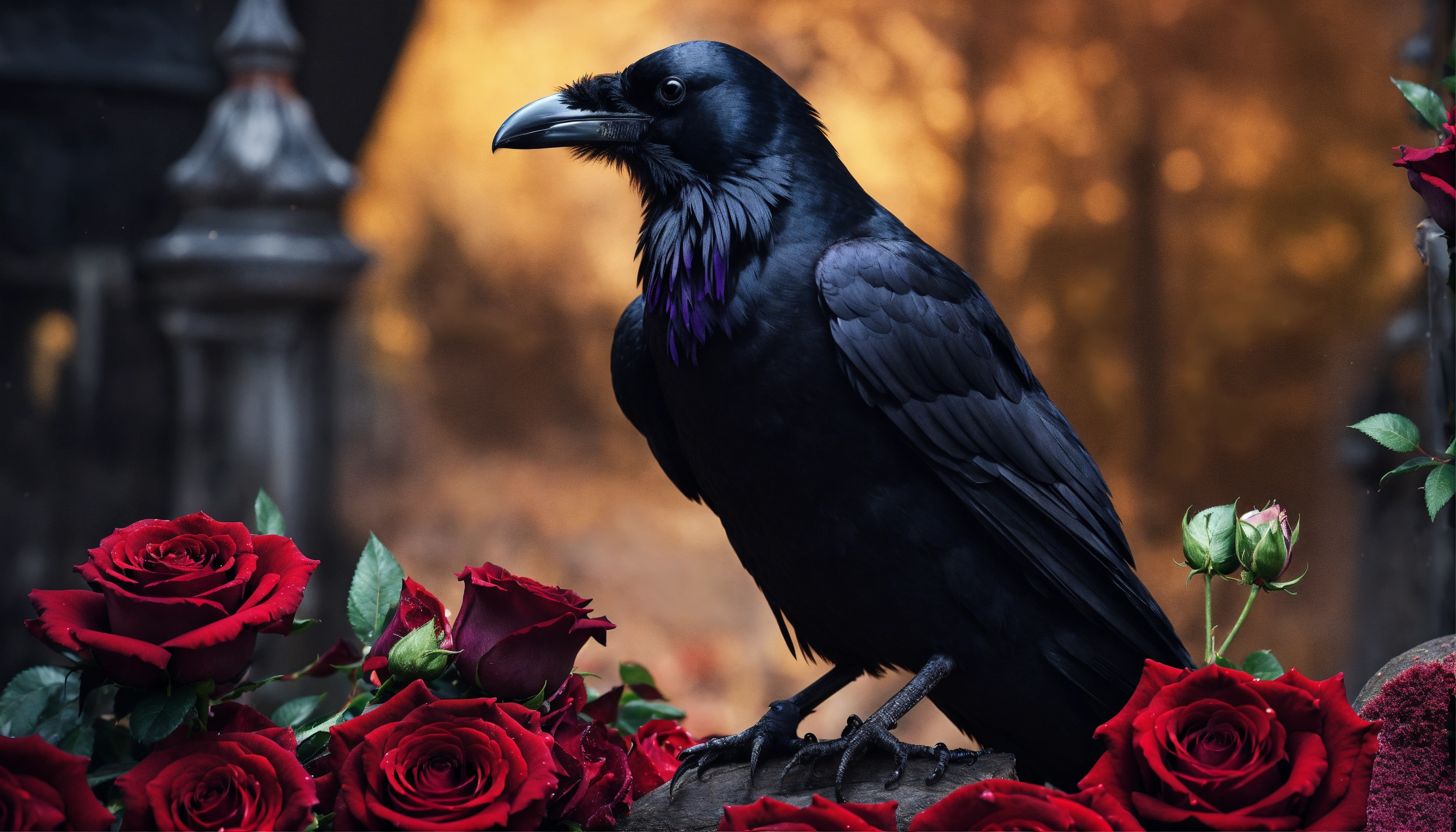 Lexica - Gothic raven with roses, contest winner, uhd image