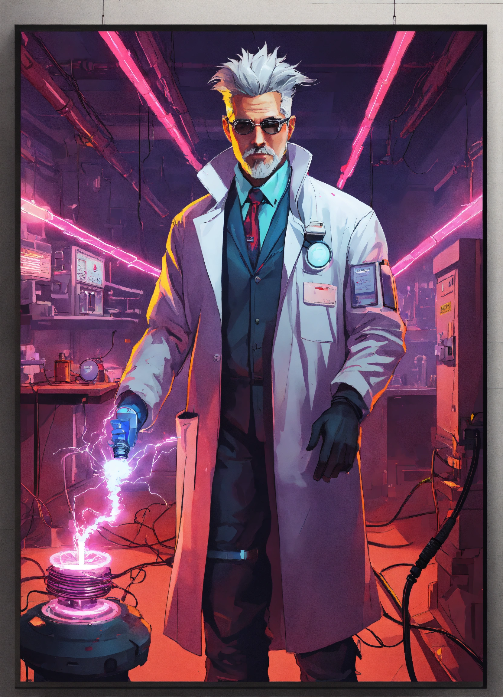 Lexica - Cyberpunk corporate mad scantiest with crazy gray hair wearing ...