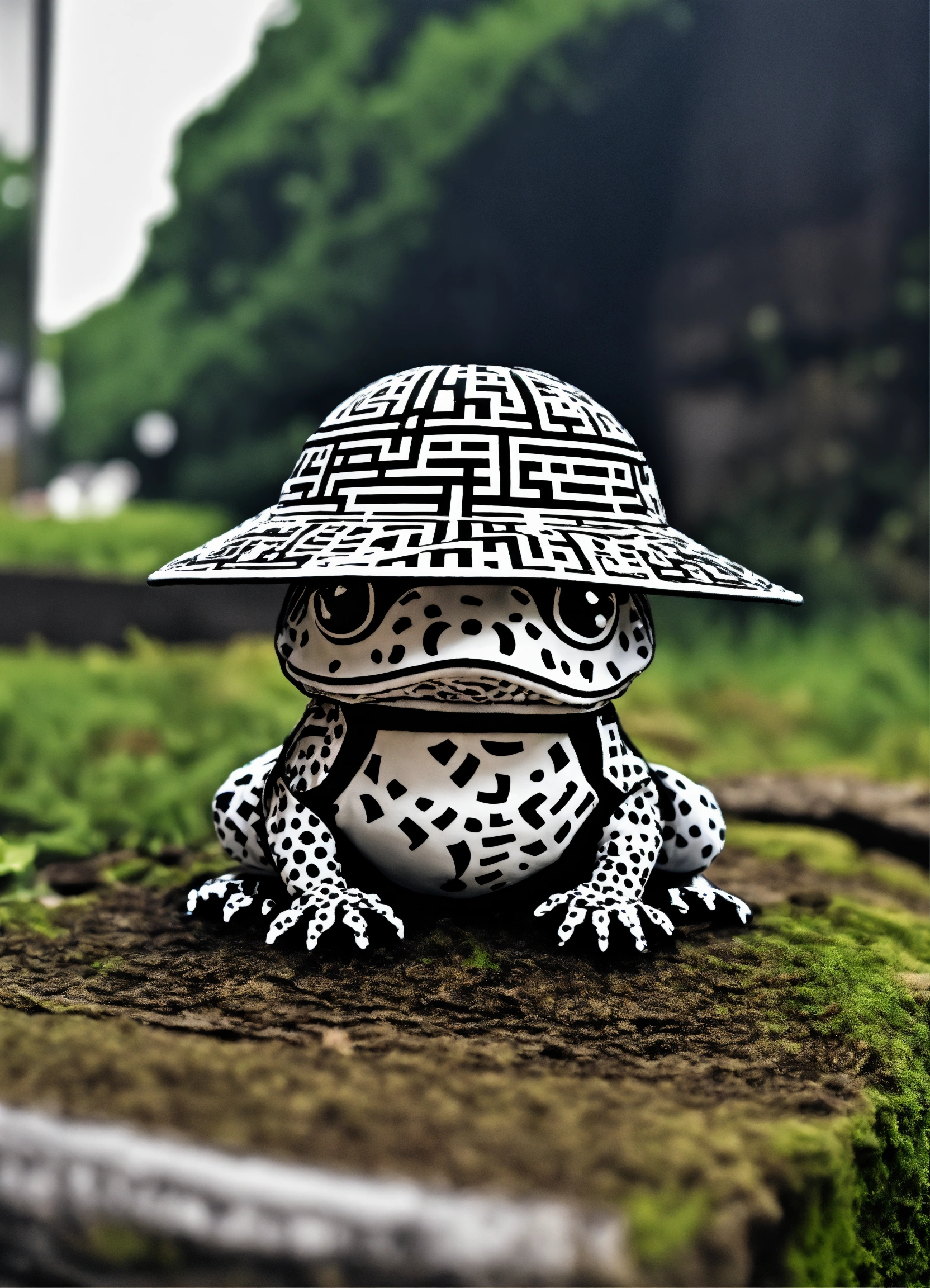 Lexica - A toad made out of a 3d black and white optical illusion, ying ...