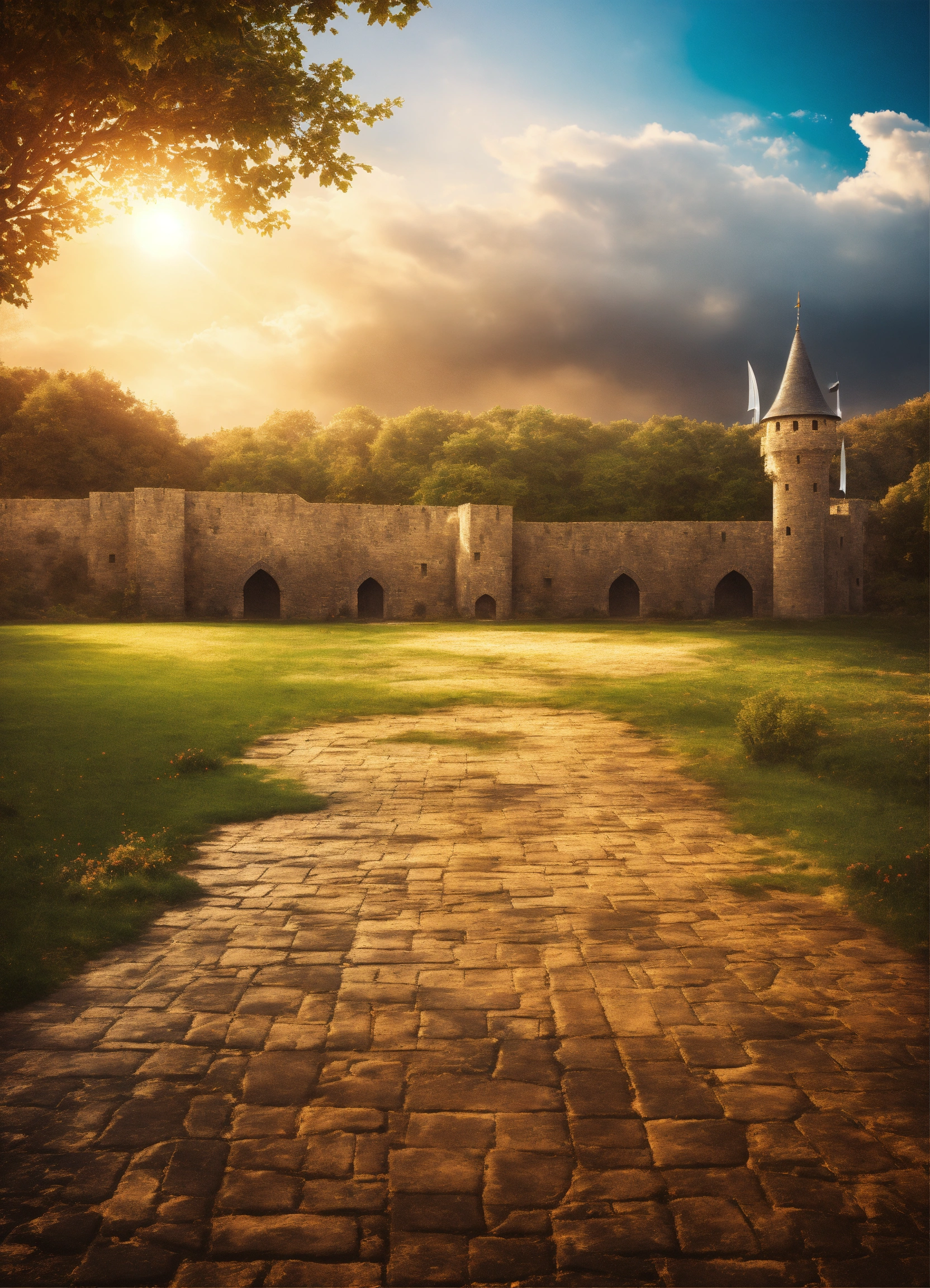 Lexica - Create a design Medieval background with fantasy lighting ...