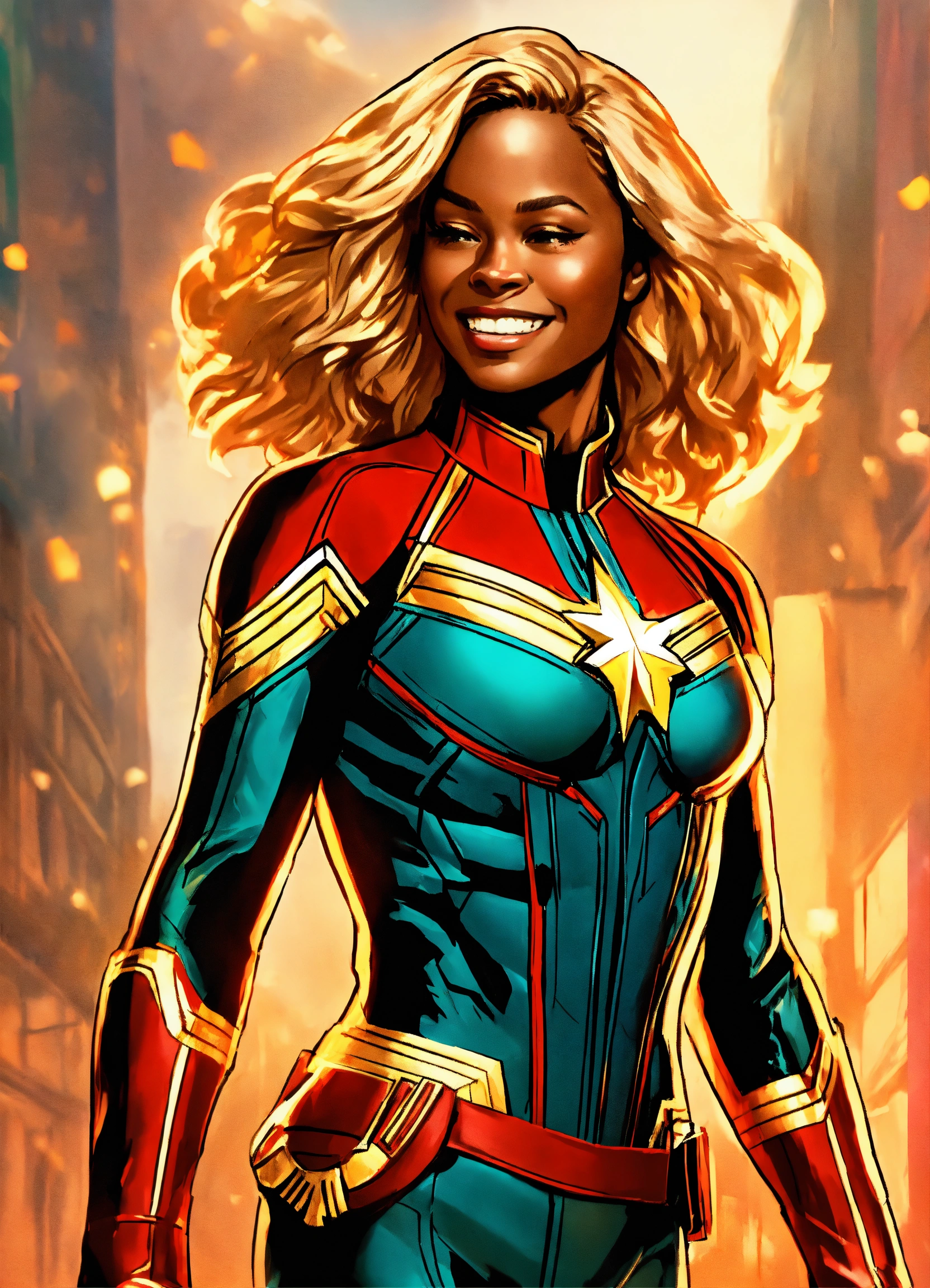 Lexica - Sing style, African American Captain Marvel, well defined ...