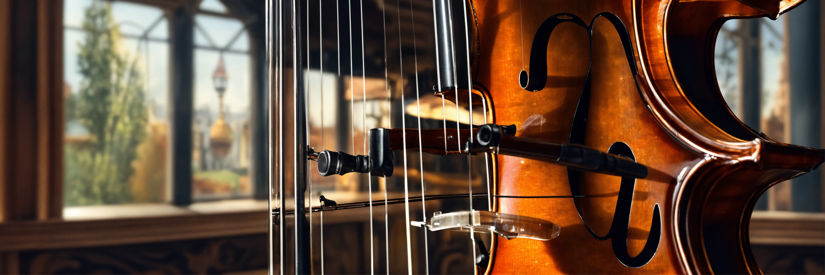 Lexica - A photorealistic closeup view of inside a transparent cello ...