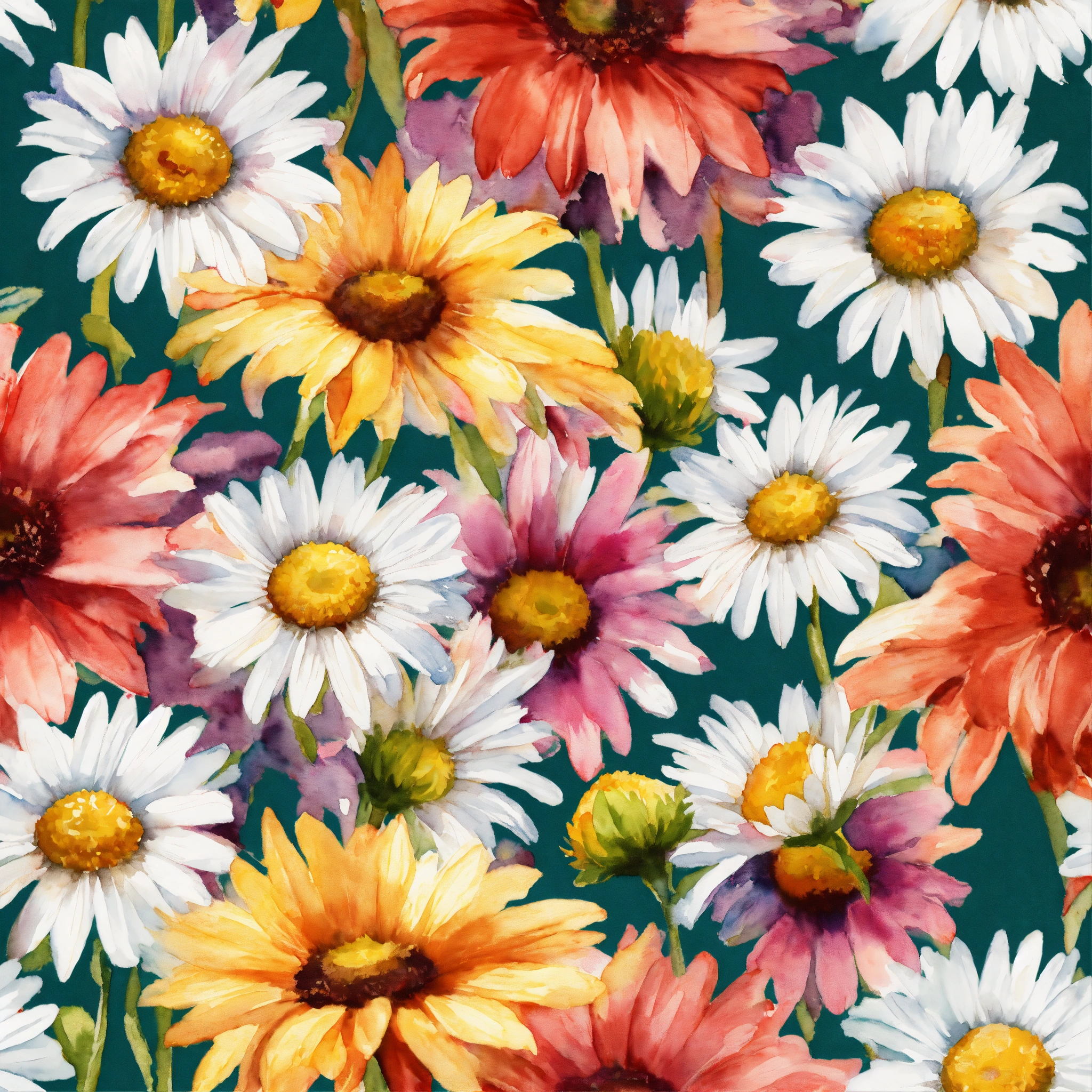Lexica - Watercolor multiple daisy variant floral pattern ...