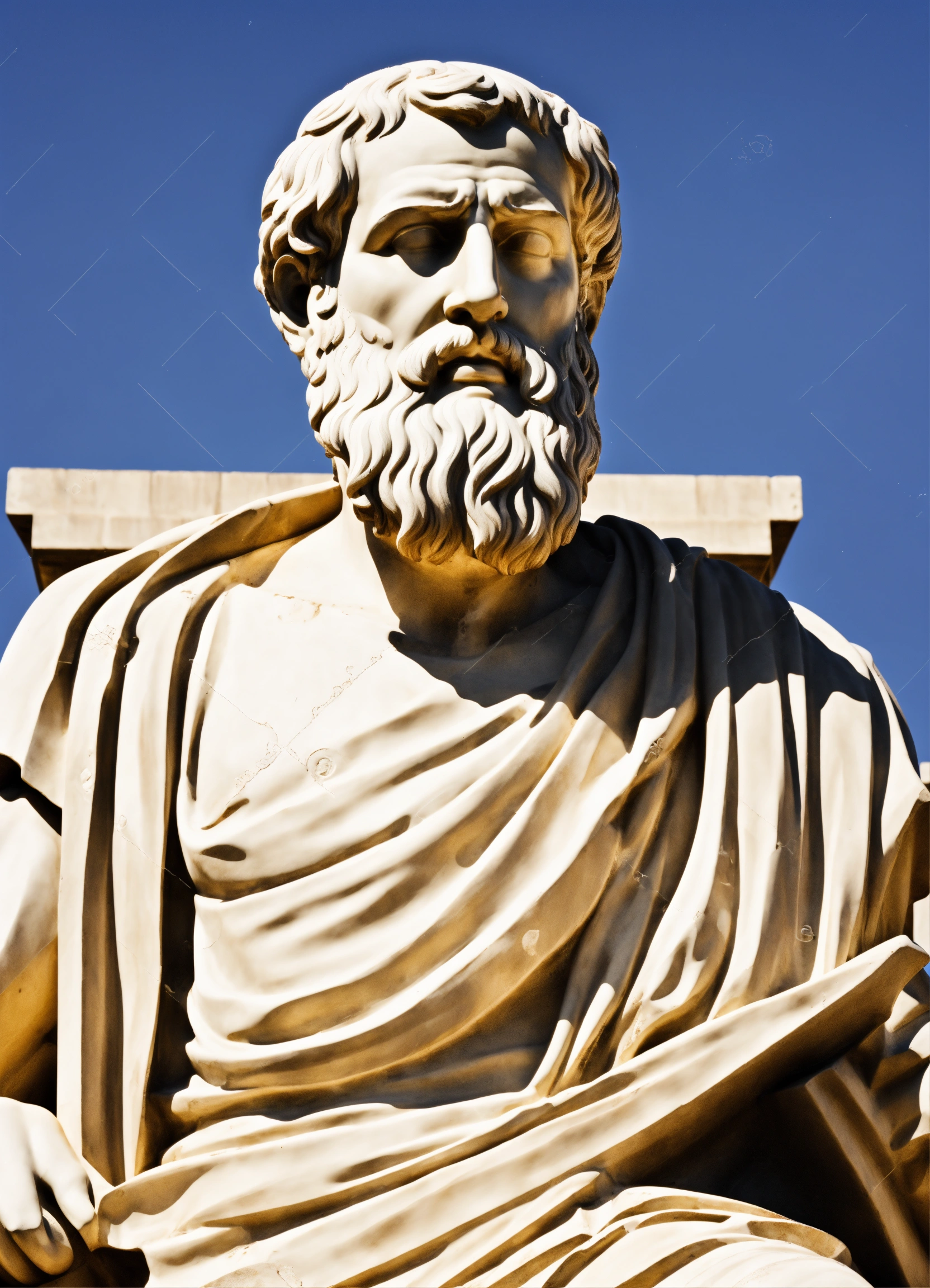Lexica - Stoic Greek Philosopher Statue named Seneca. Flat Background