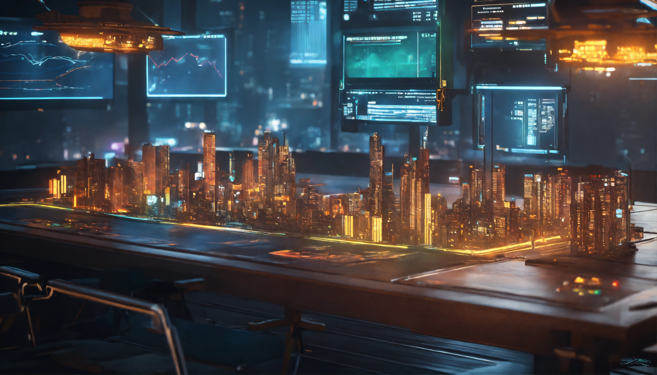 Lexica - Statistics flying in air over the table, focus, cyberpunk ...