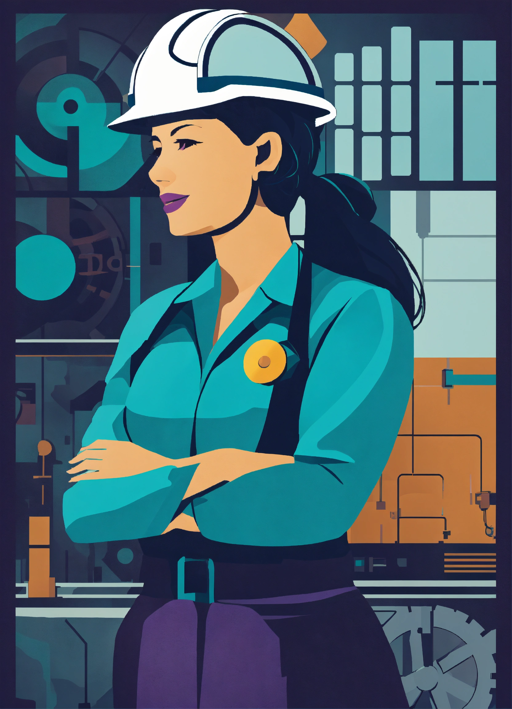 Lexica - A vector icon that represents an engineer woman embracing ...