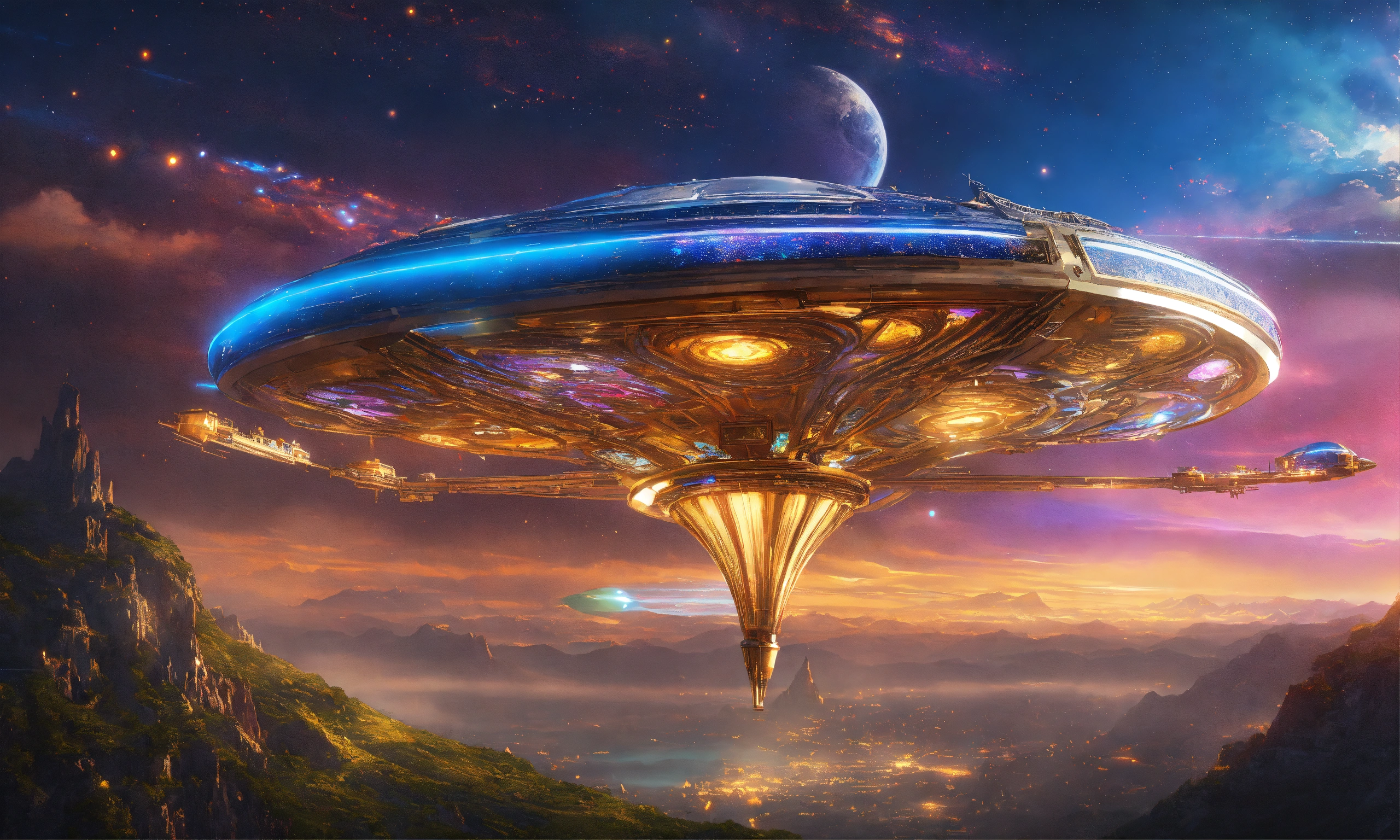 Lexica - Futuristic spaceship,alien design,flying in starry space ...