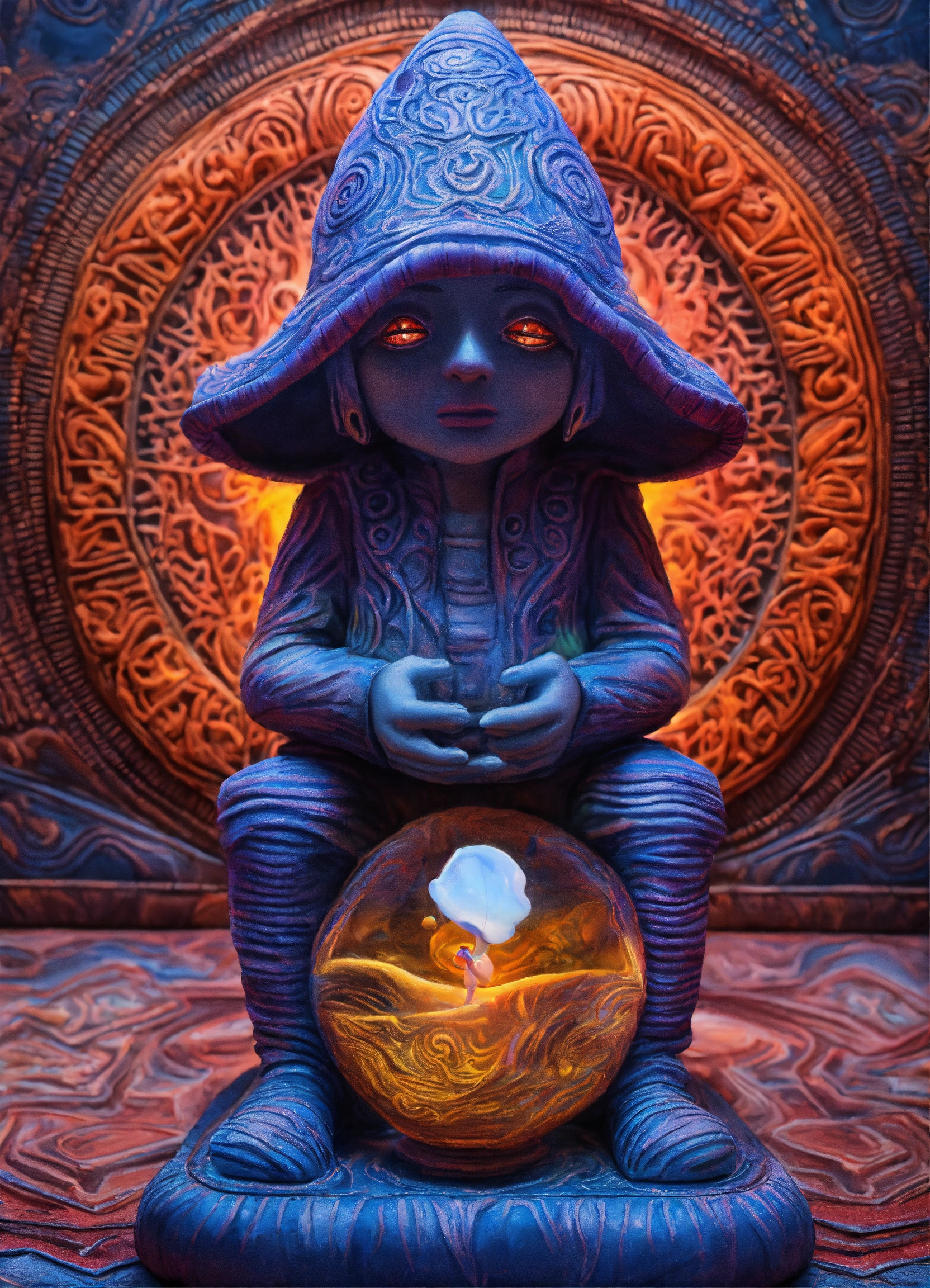 Lexica - An ancient stone hand made meditative hooded gnome idol in the ...