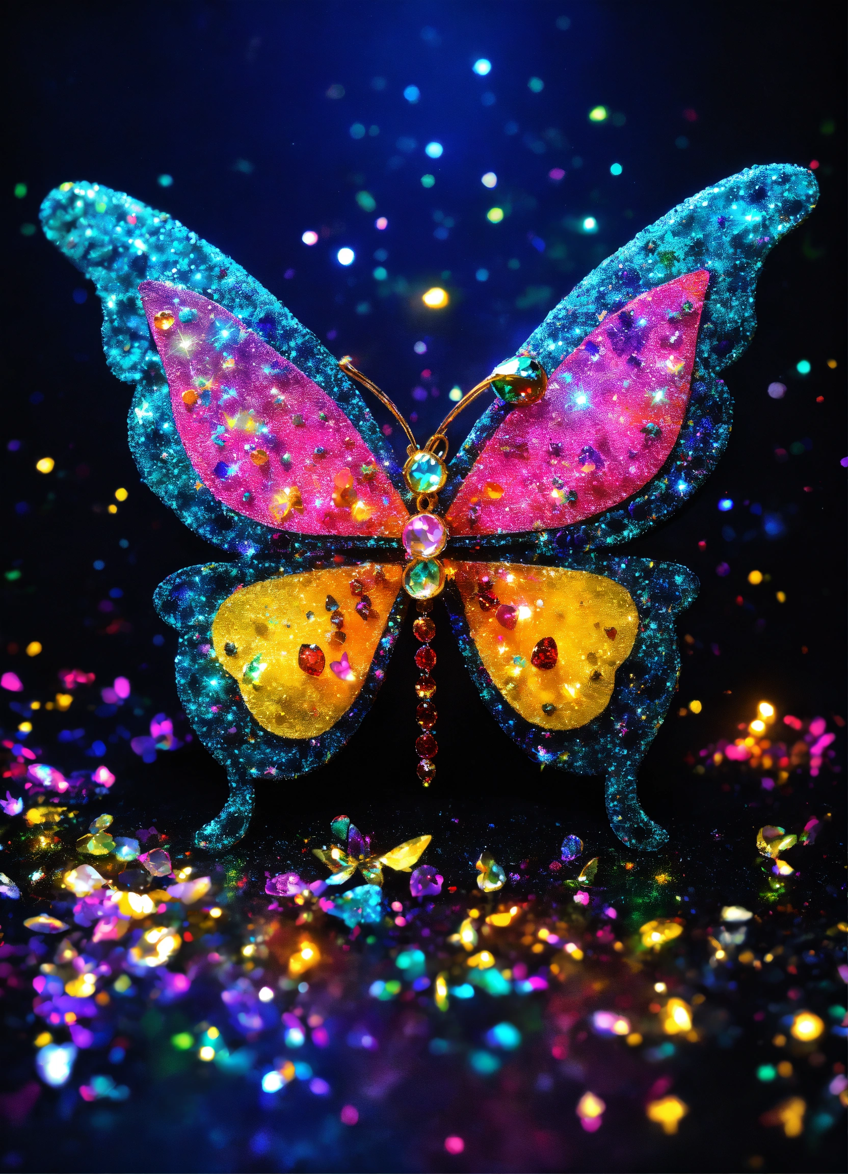 Lexica - Modern art, neon color butterfly with glitter effect and a lot ...